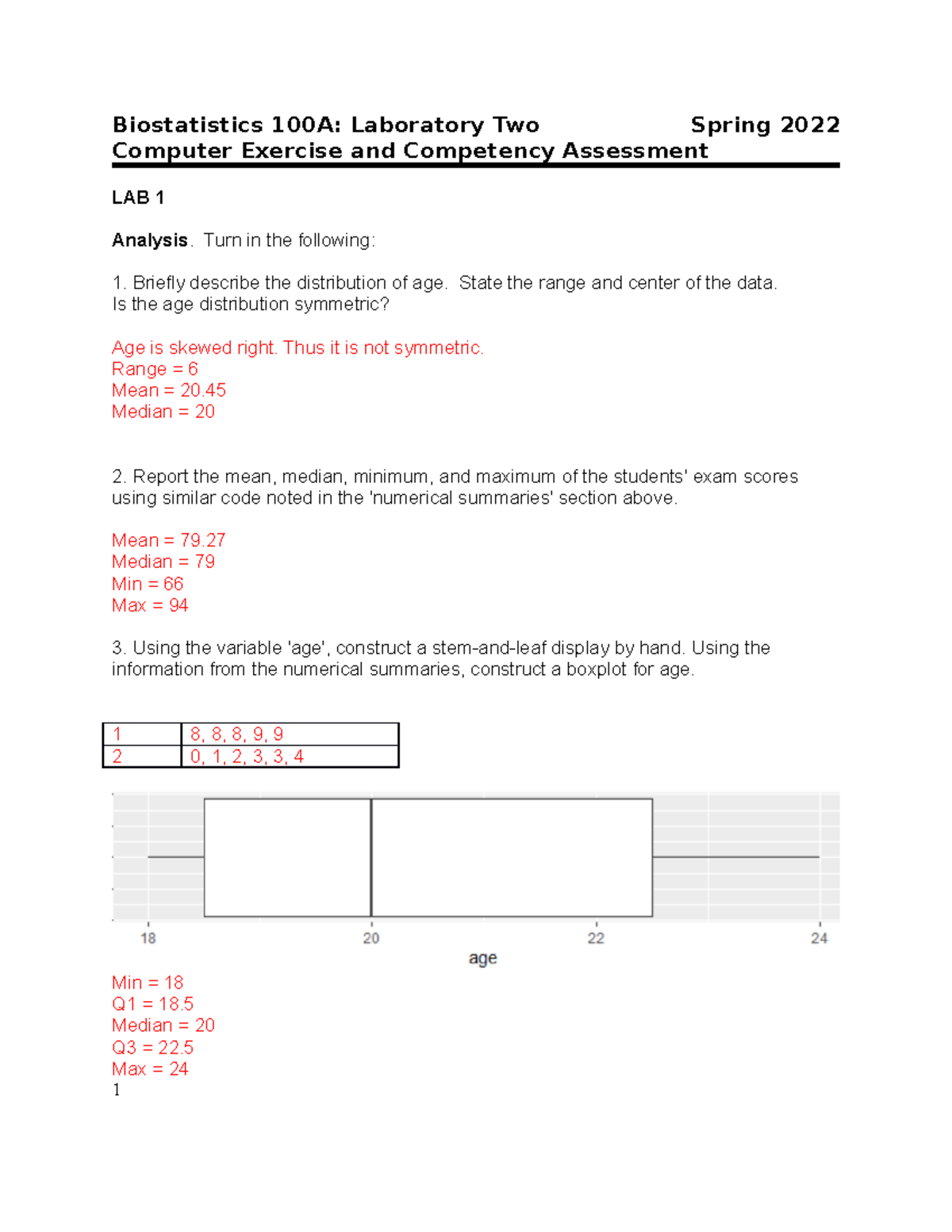 Lab 1-3 Solutions - Computer Exercise and Competency Assessment LAB 1 Analysis. Turn in the ...