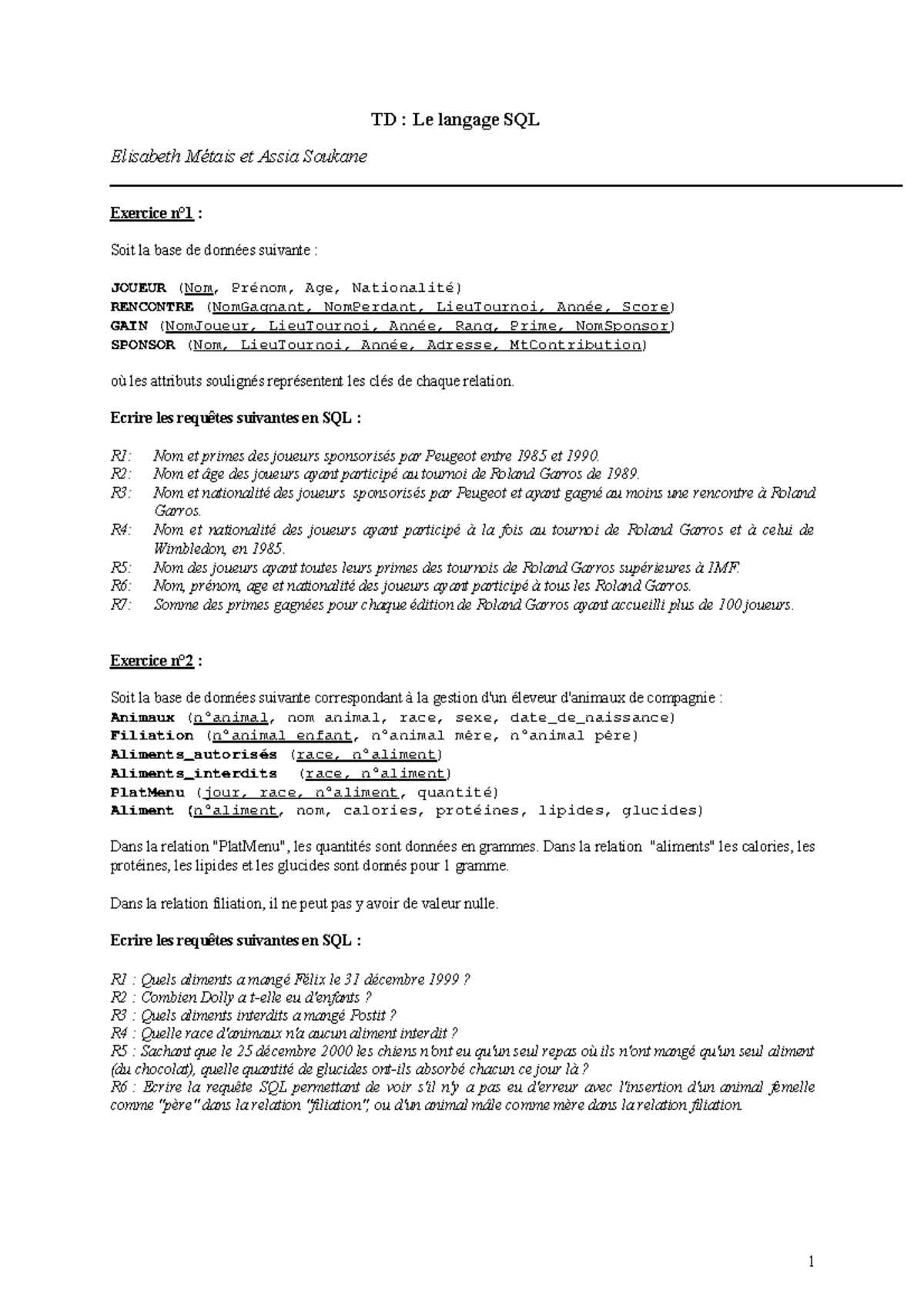 TD Bon-SQL - .......... - - Studocu