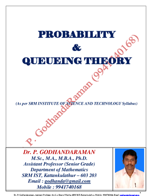 Maths 1 unit - Probability and Queueing Theory - Studocu