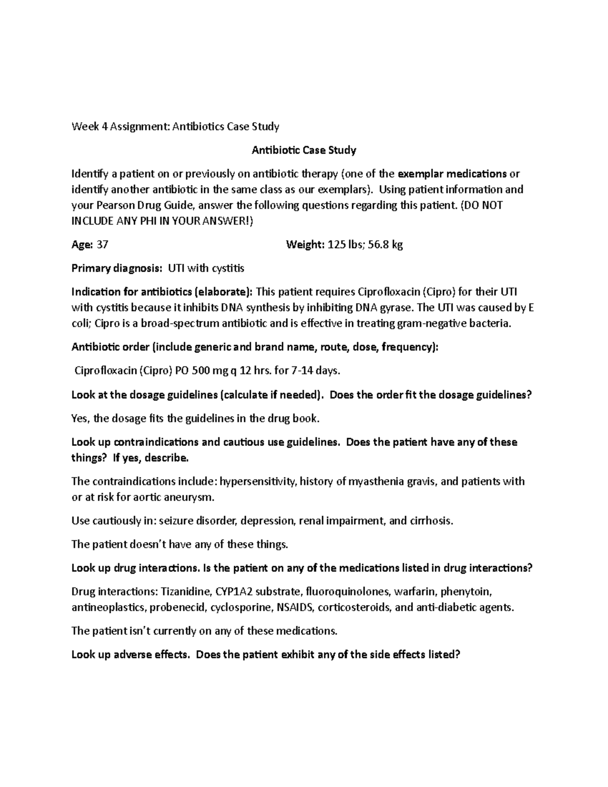 Case Study Abx. Unit 4 - coursework - Week 4 Assignment: Antibiotics Case Study Antibiotic Case ...