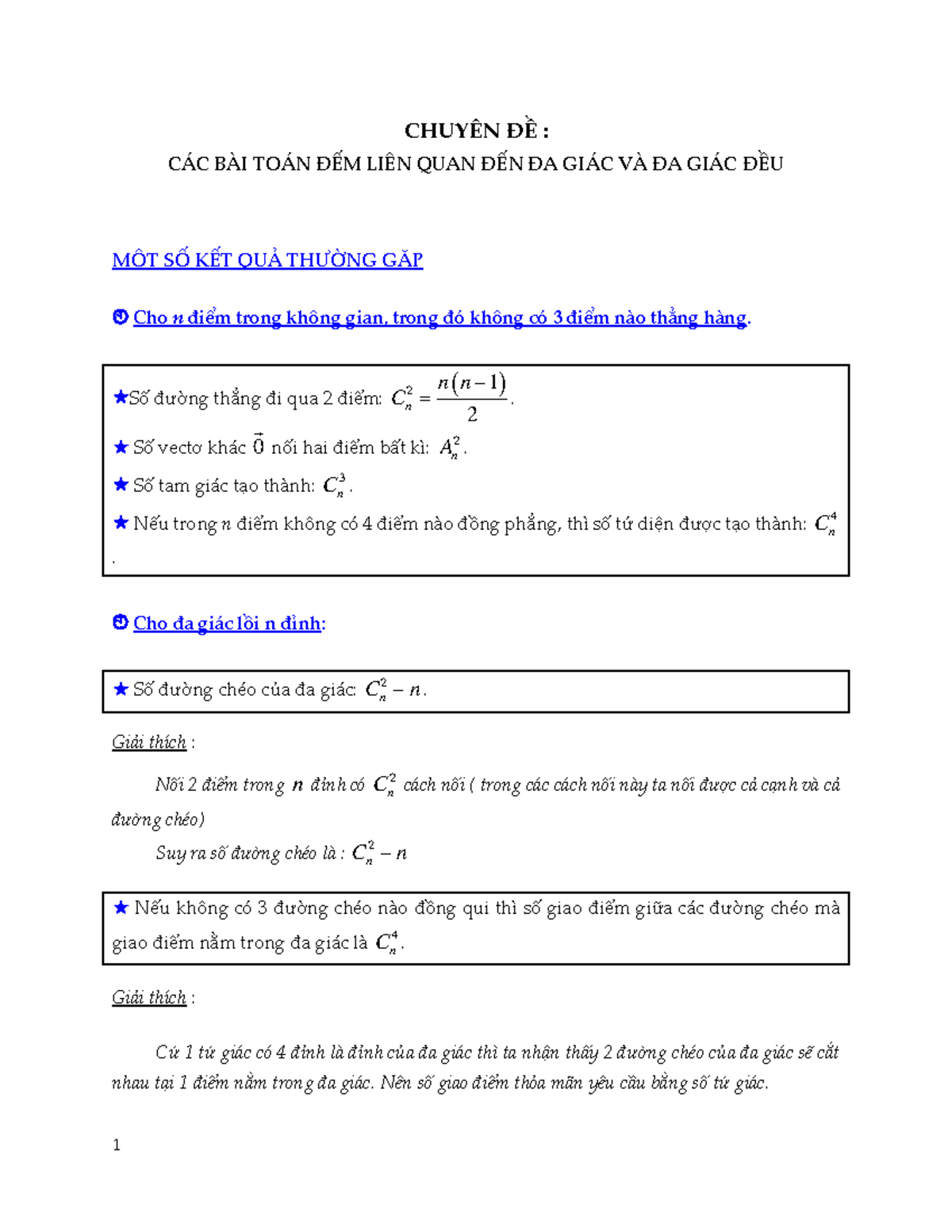 To hop Da giac VTV - fsdfsdf - CHUYÊN ĐỀ : CÁC BÀI TOÁN ĐẾM LIÊN QUAN ...