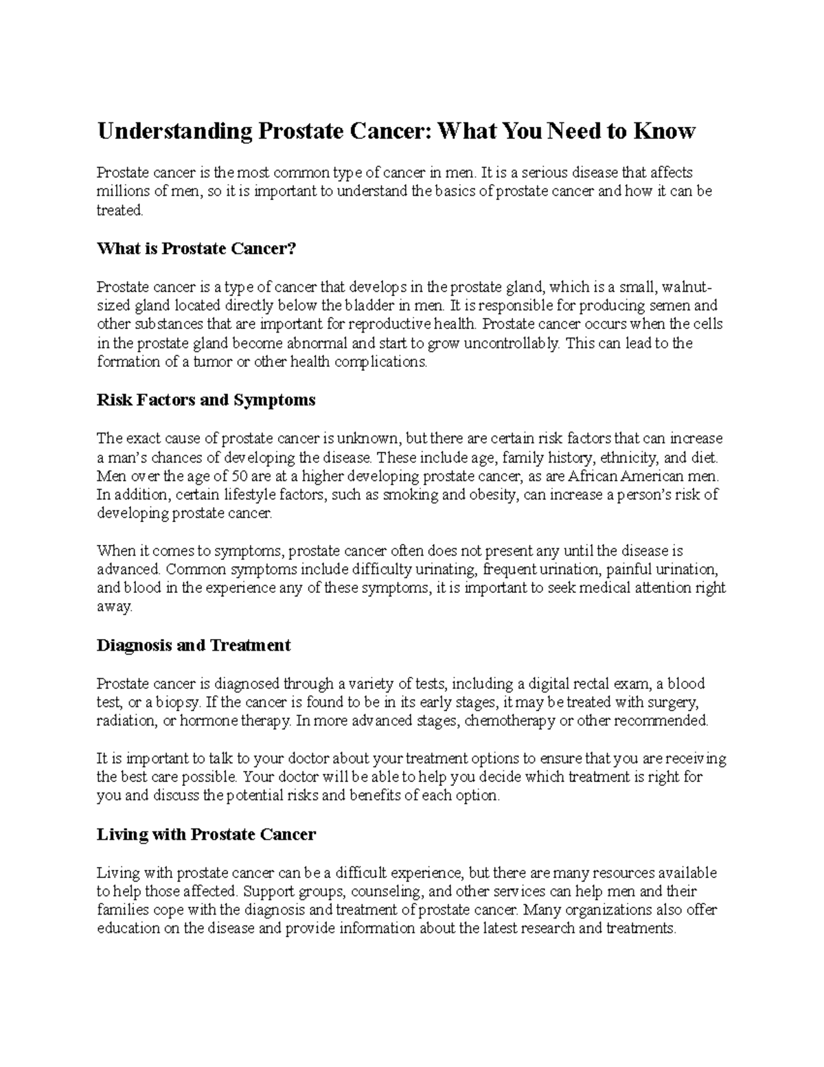 Understanding Prostate Cancer - It is a serious disease that affects ...