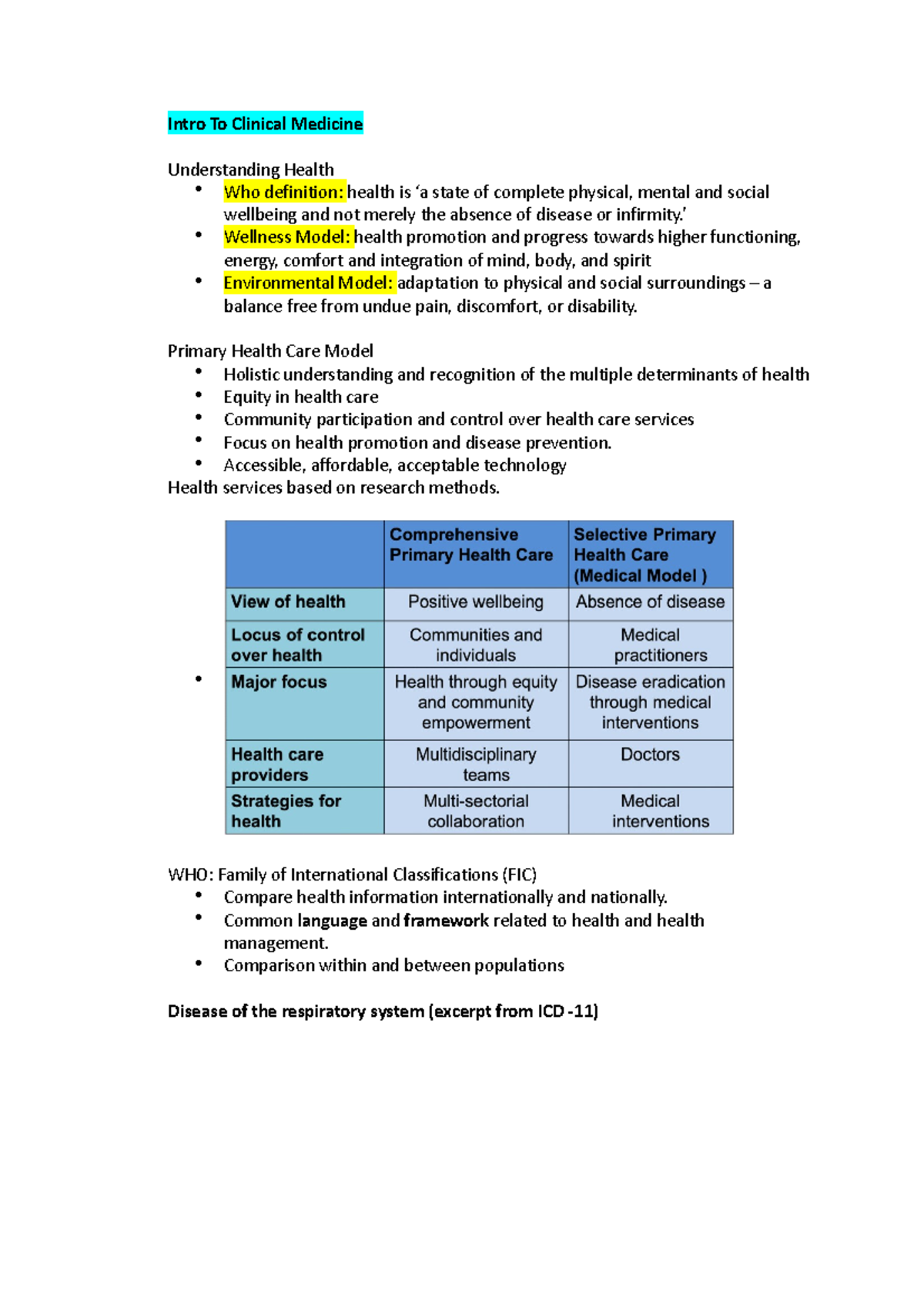 Week 1 - lecture notes - Intro To Clinical Medicine Understanding ...
