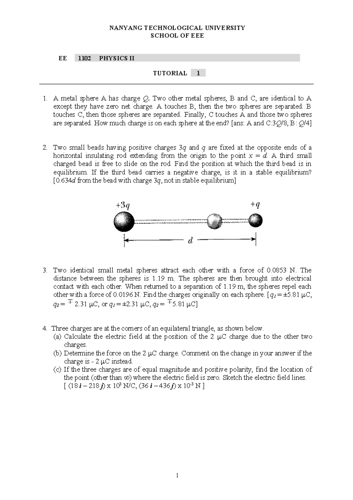 Physics Foundation For Electrical & Electronic Engineering (EE1002 ...