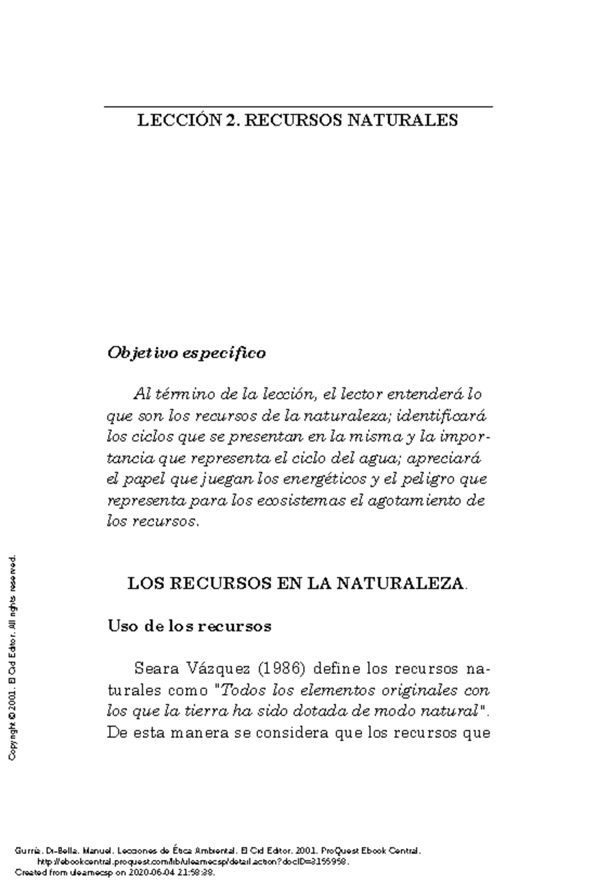 Lección 2 - LECCI”N 2. RECURSOS NATURALES Objetivo especÌfico Al tÈrmino de la lecciÛn, el ...