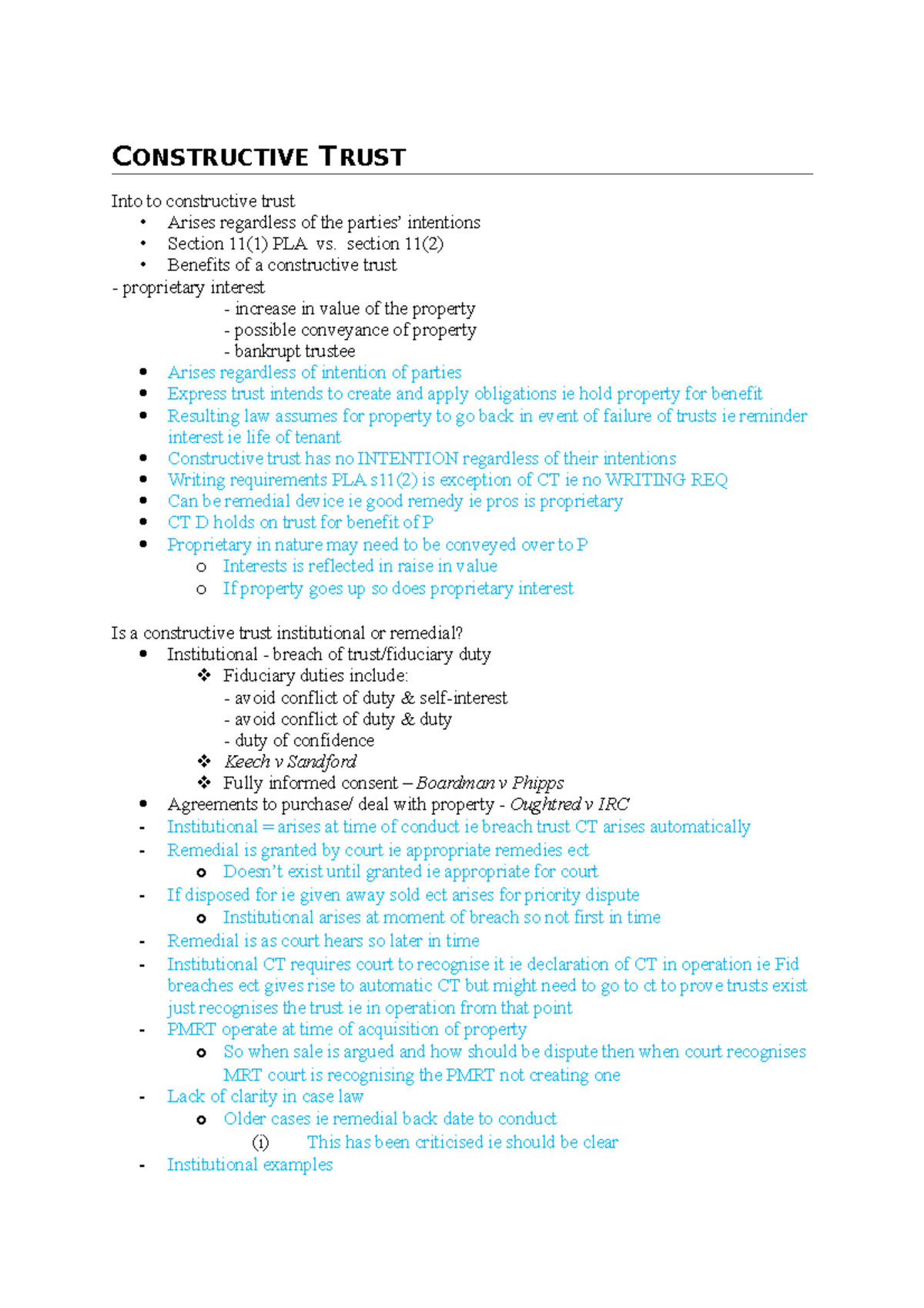 Constructive Trust - Lecture notes 8 - CONSTRUCTIVE TRUST Into to ...