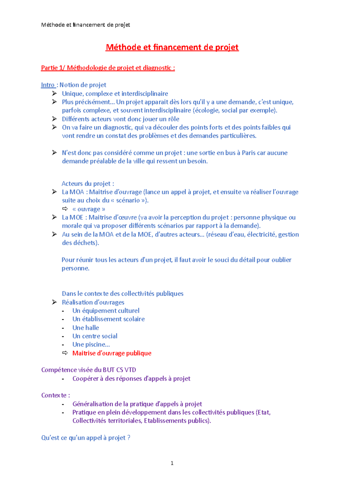 Méthode et financement de projet - Méthode et financement de projet Partie 1/ Méthodologie de ...