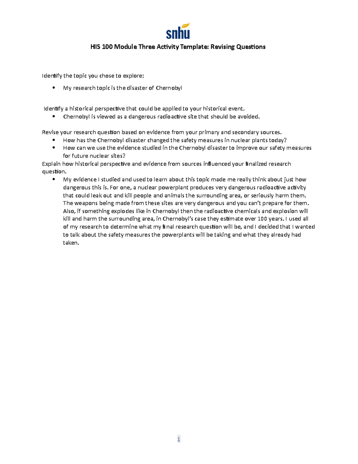 Module Three Activity Revising Questions - HIS 100 Module Three ...