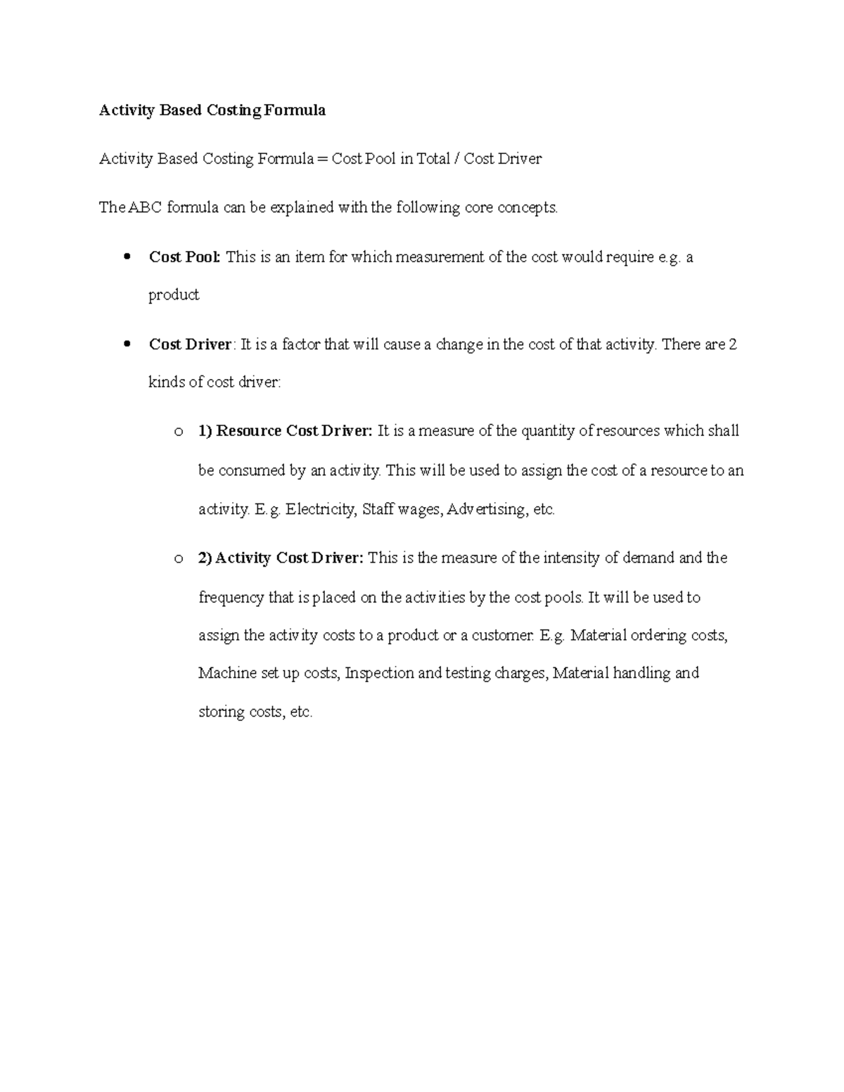 Lecture 4 - ABC - Illustrations - Activity Based Costing Formula ...