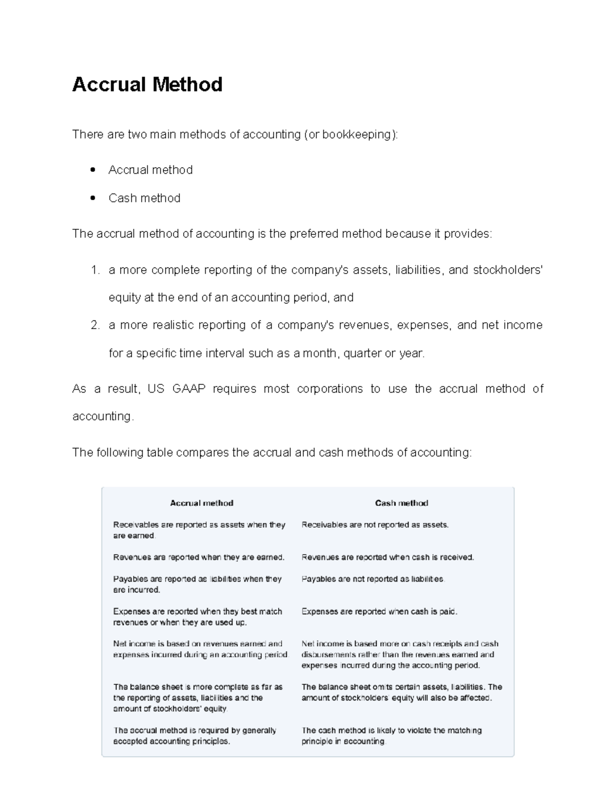 Accrual Method - Basic Accounting - Accrual Method There are two main ...
