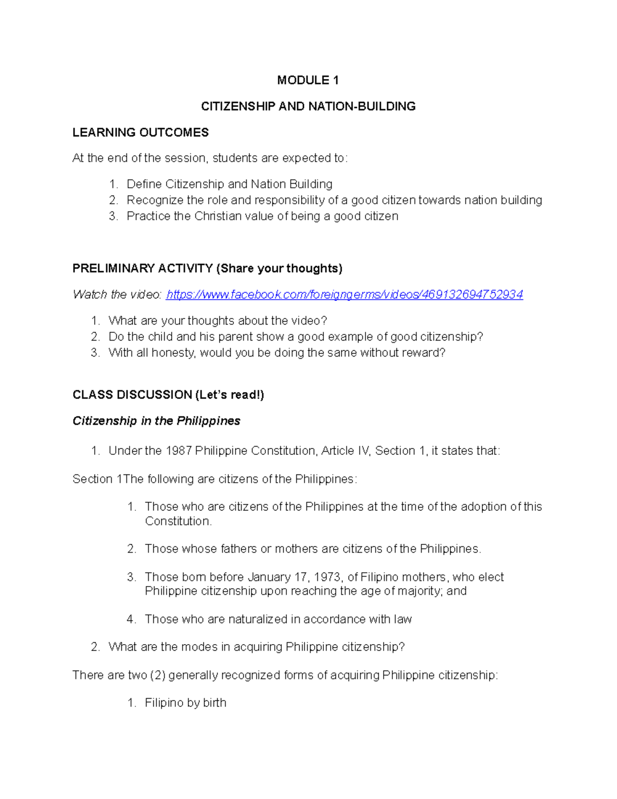 Module 3 nstp1 citizenship and nation-building - MODULE 1 CITIZENSHIP ...