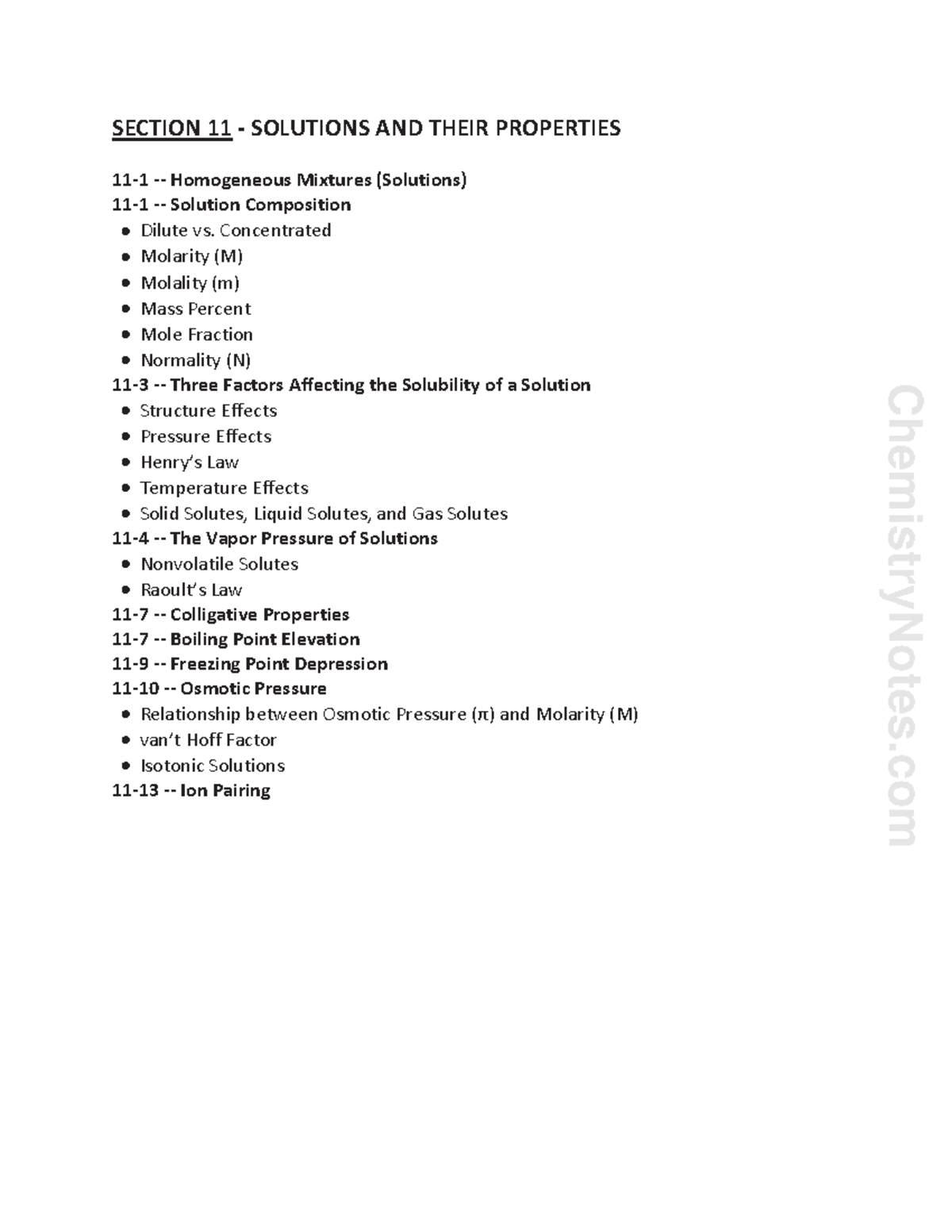 Section 11 solutions and their properties - SECTION 11 - SOLUTIONS AND ...