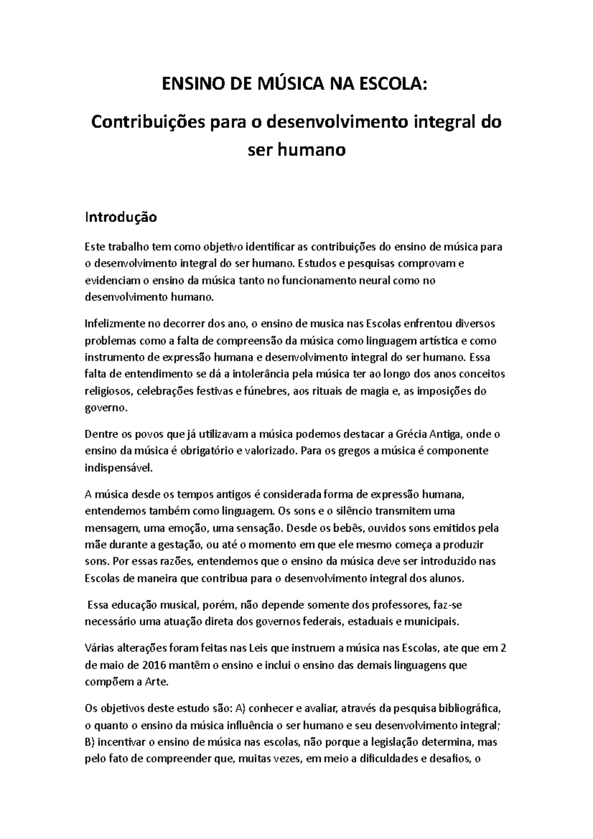 Ensino DE Música NA Escola - ENSINO DE MÚSICA NA ESCOLA: Contribuições ...