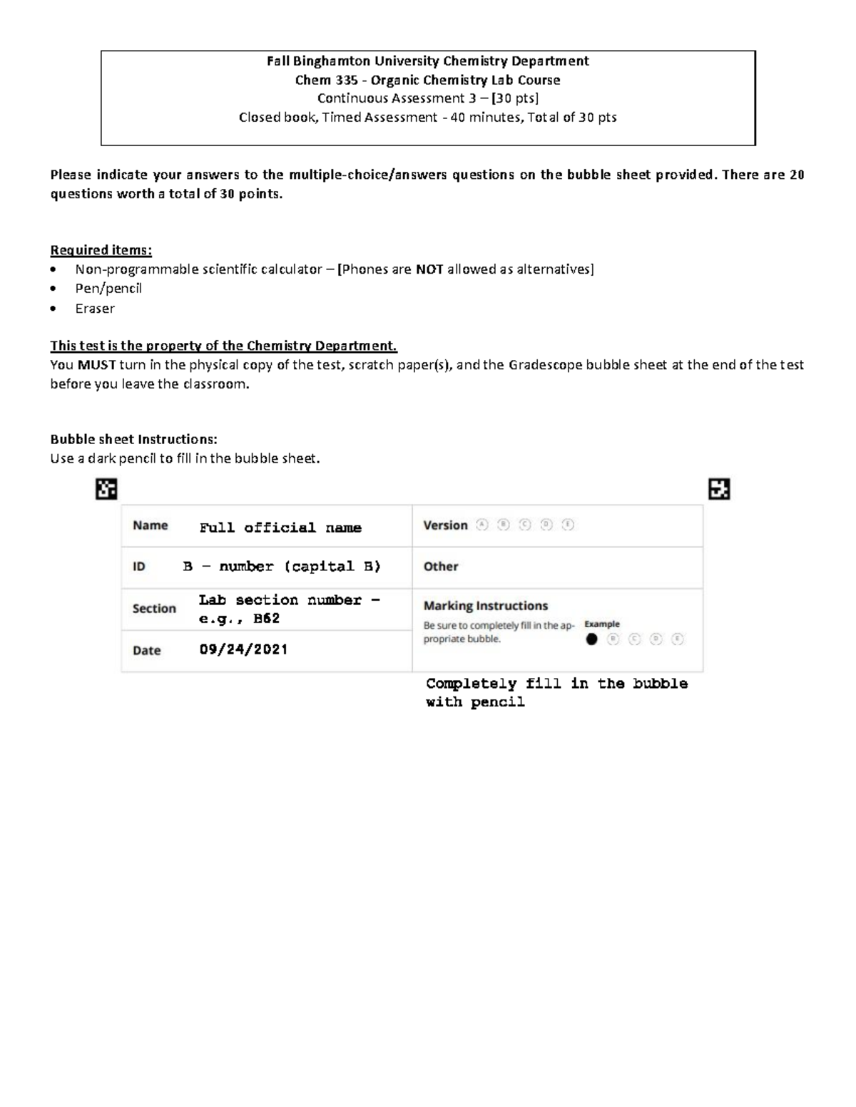 Copy of Copy of CA3 - Ans Key - Fall Binghamton University Chemistry ...