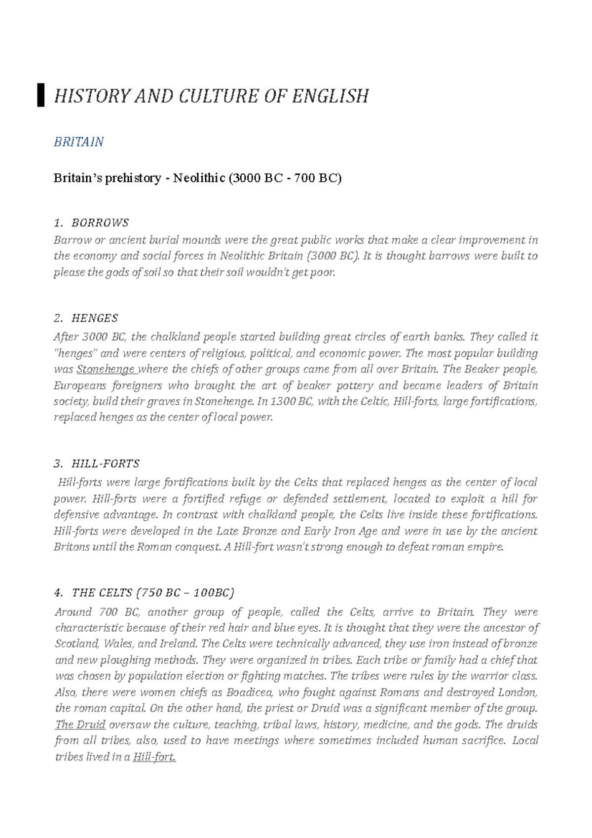 Apuntes Historía - HISTORY AND CULTURE OF ENGLISH BRITAIN Britain’s ...