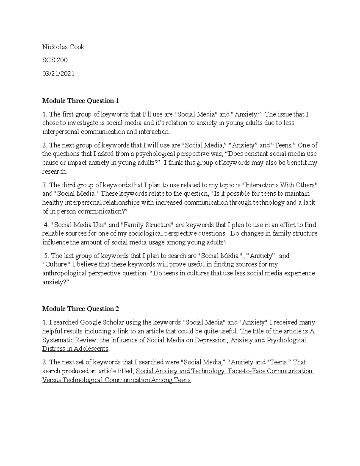 Module 3 Short Answers - Courseworkk - Nickolas Cook SCS 200 03/21 ...