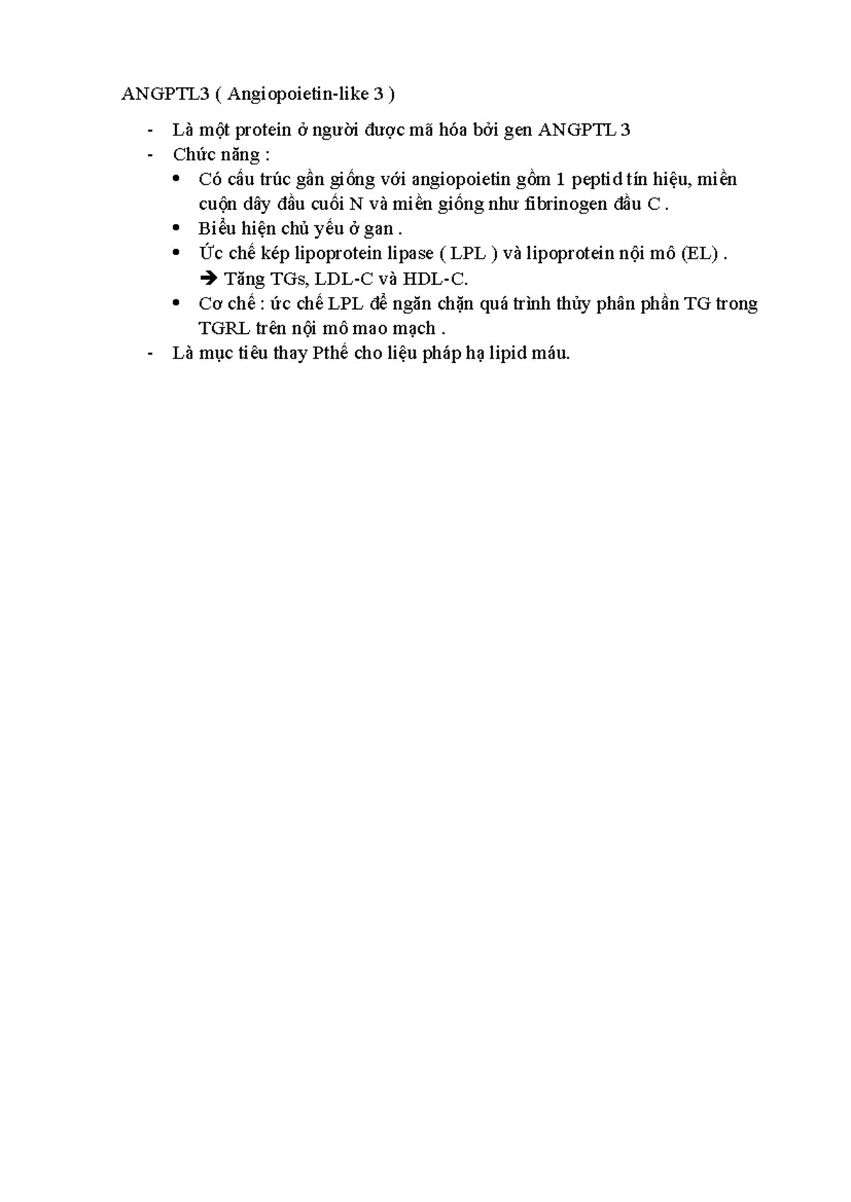 Angptl 3 - tóm tắt - ANGPTL3 ( Angiopoietin-like 3 ) - Là một protein ở ...