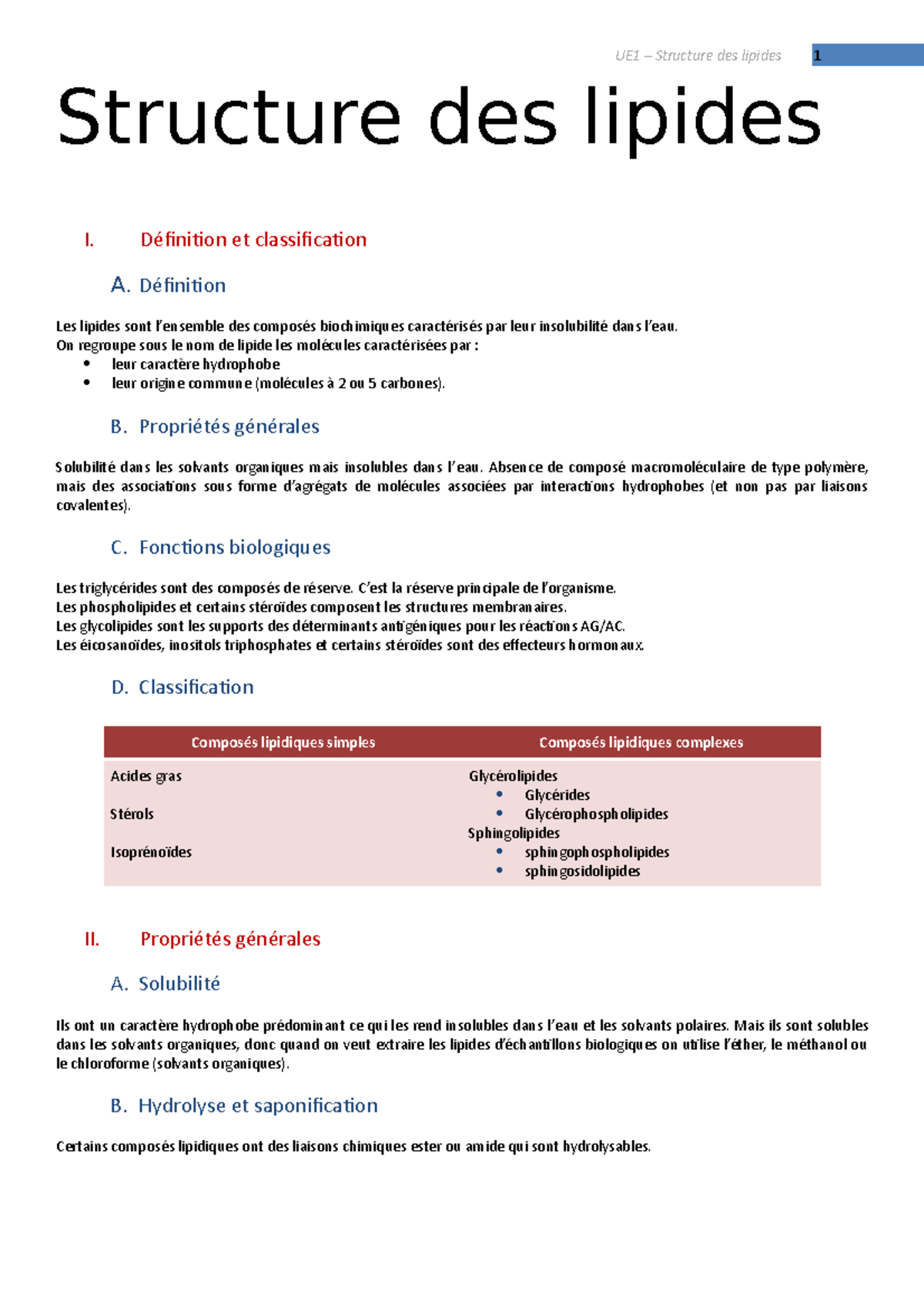 Structure des lipides - Le Pabic - Structure des lipides I. Définition ...