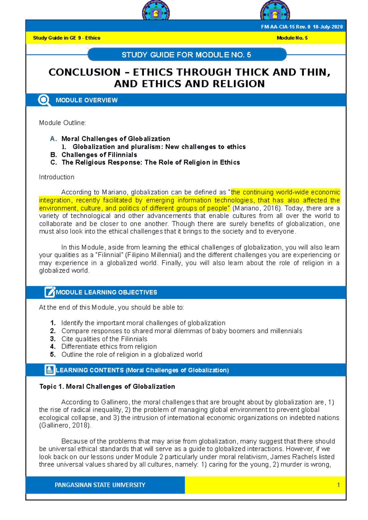 Ethics-Study-Guide-for-Module-5-ISO 09052020 - CONCLUSION – ETHICS ...