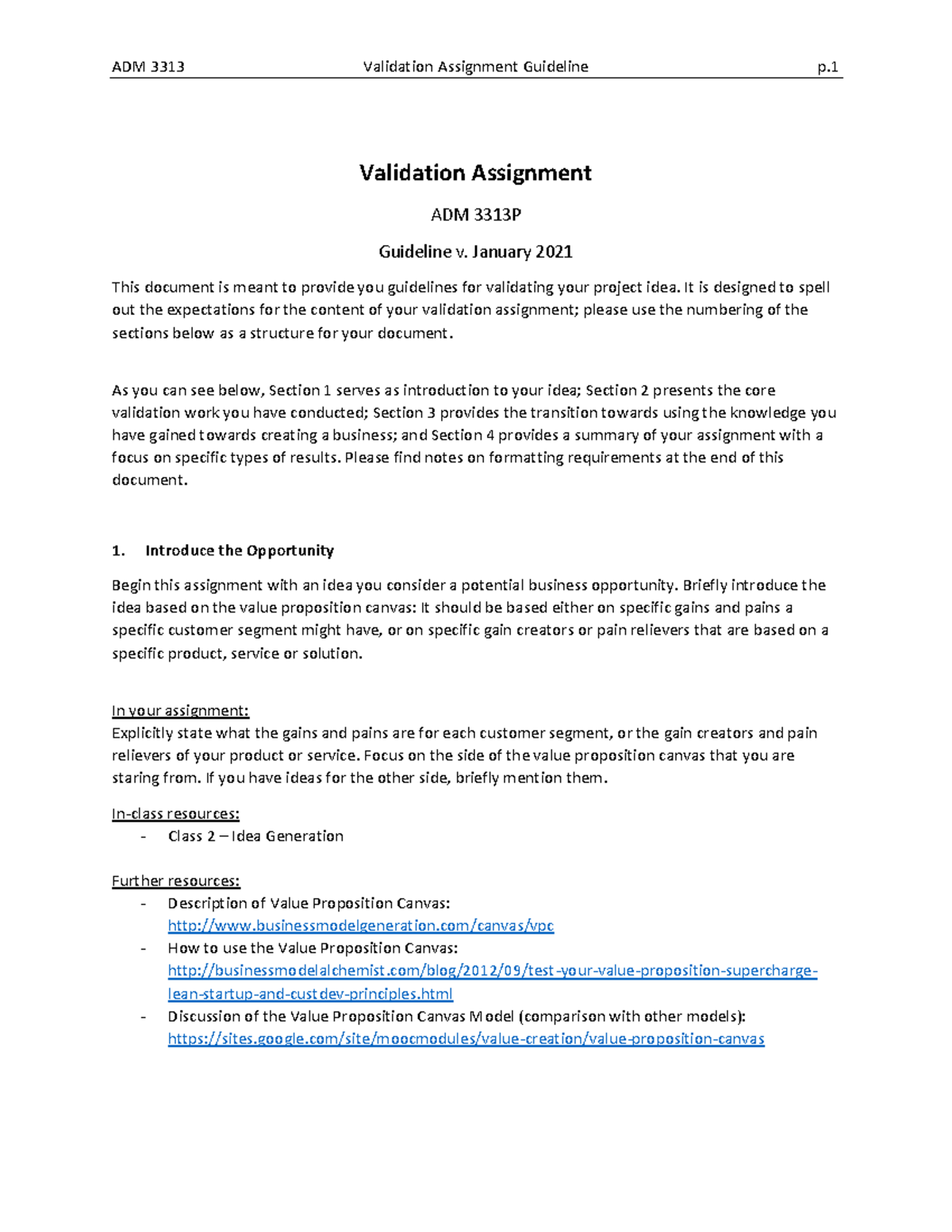 ADM 3313P 20201 W Validation Assignment Guideline - Validation Assignment ADM 3313P Guideline v ...