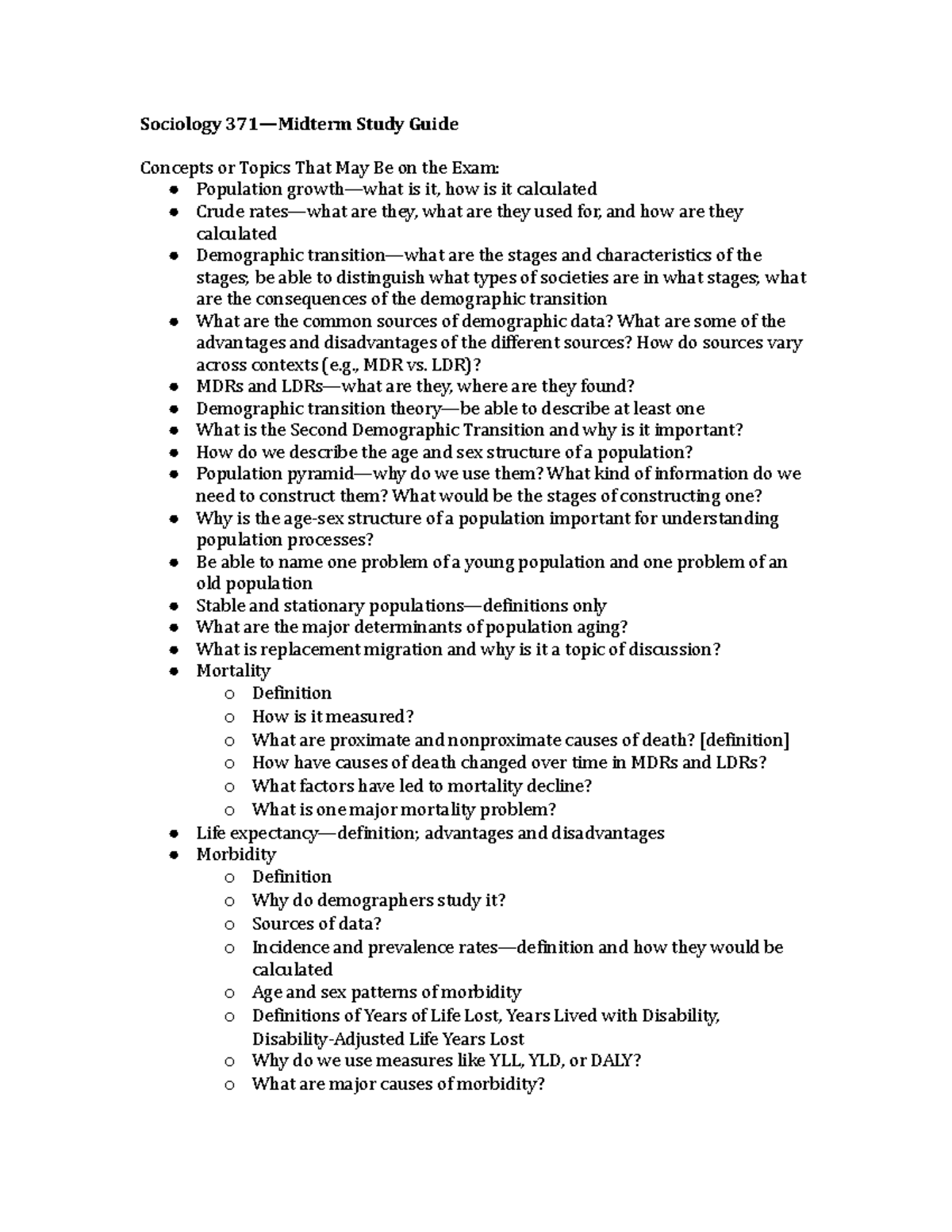 Sociology 371—Midterm Study Guide 2022 - Sociology 371—Midterm Study ...