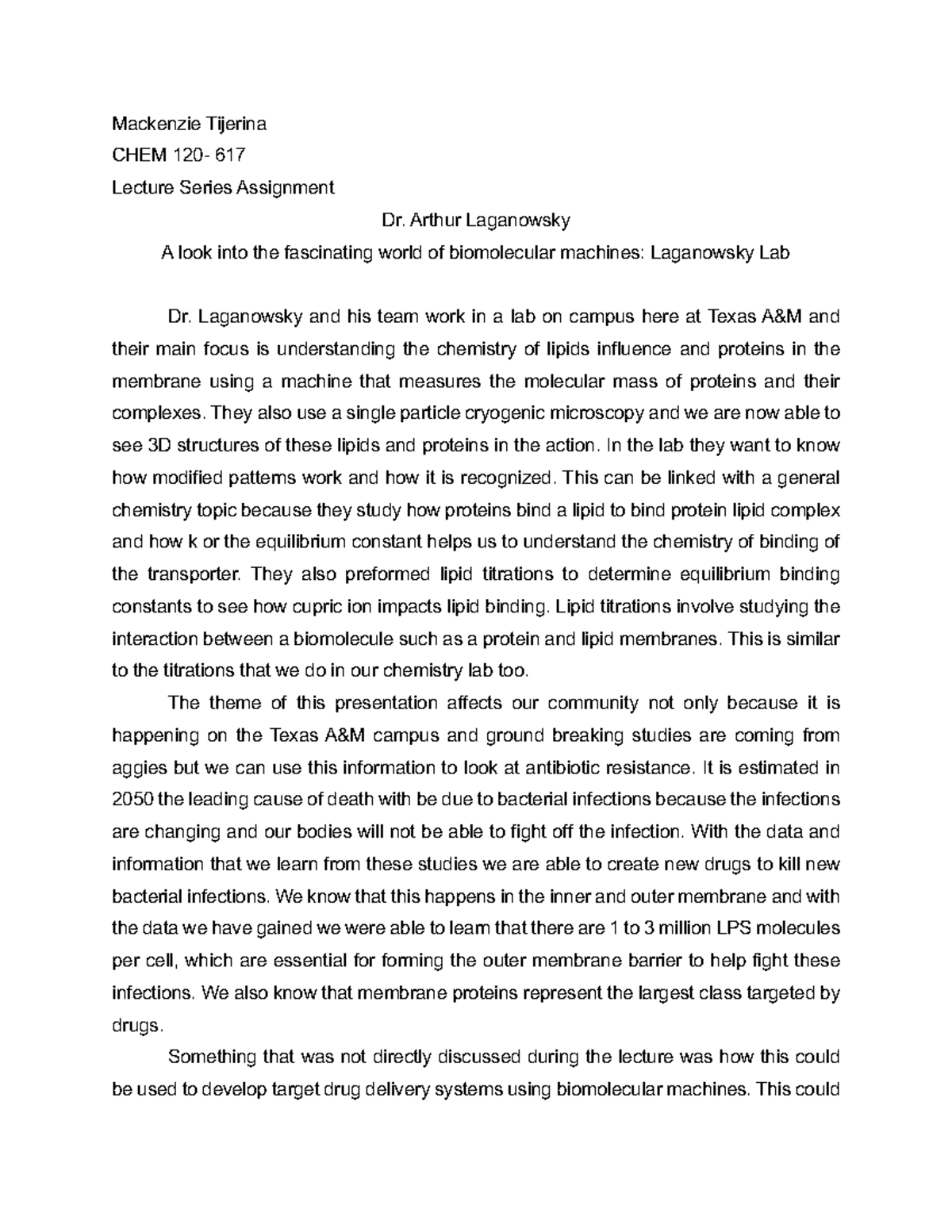 Lecture Series Assignment - Mackenzie Tijerina CHEM 120- 617 Lecture ...