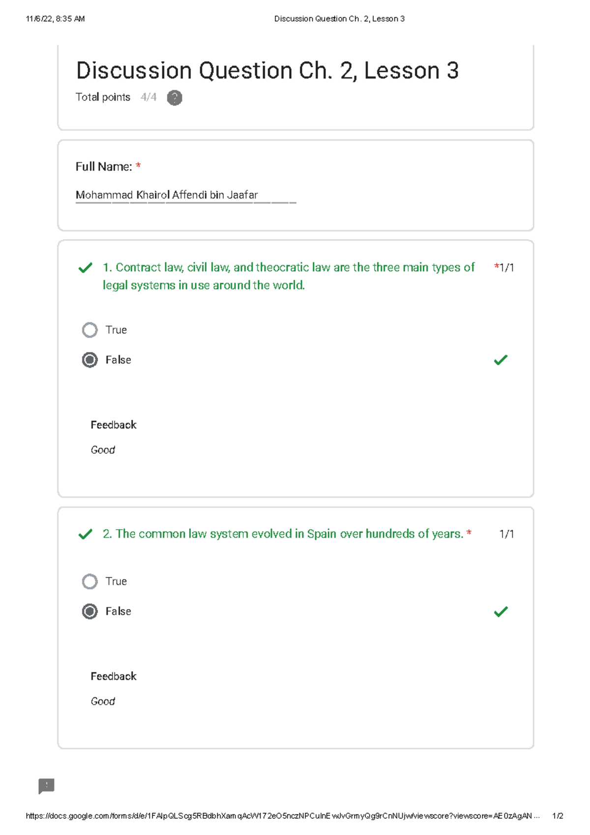 Discussion Question Ch. 2, Lesson 3 - 11/6/22, 8:35 AM Discussion ...