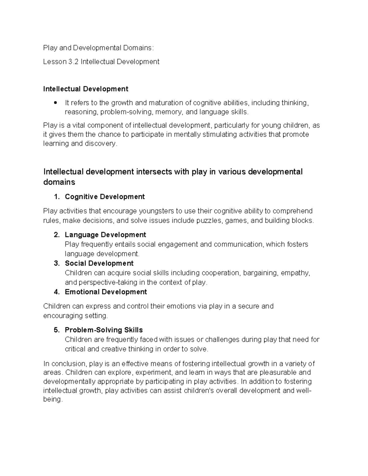Play-and-Developmental-Domains - Play and Developmental Domains: Lesson ...