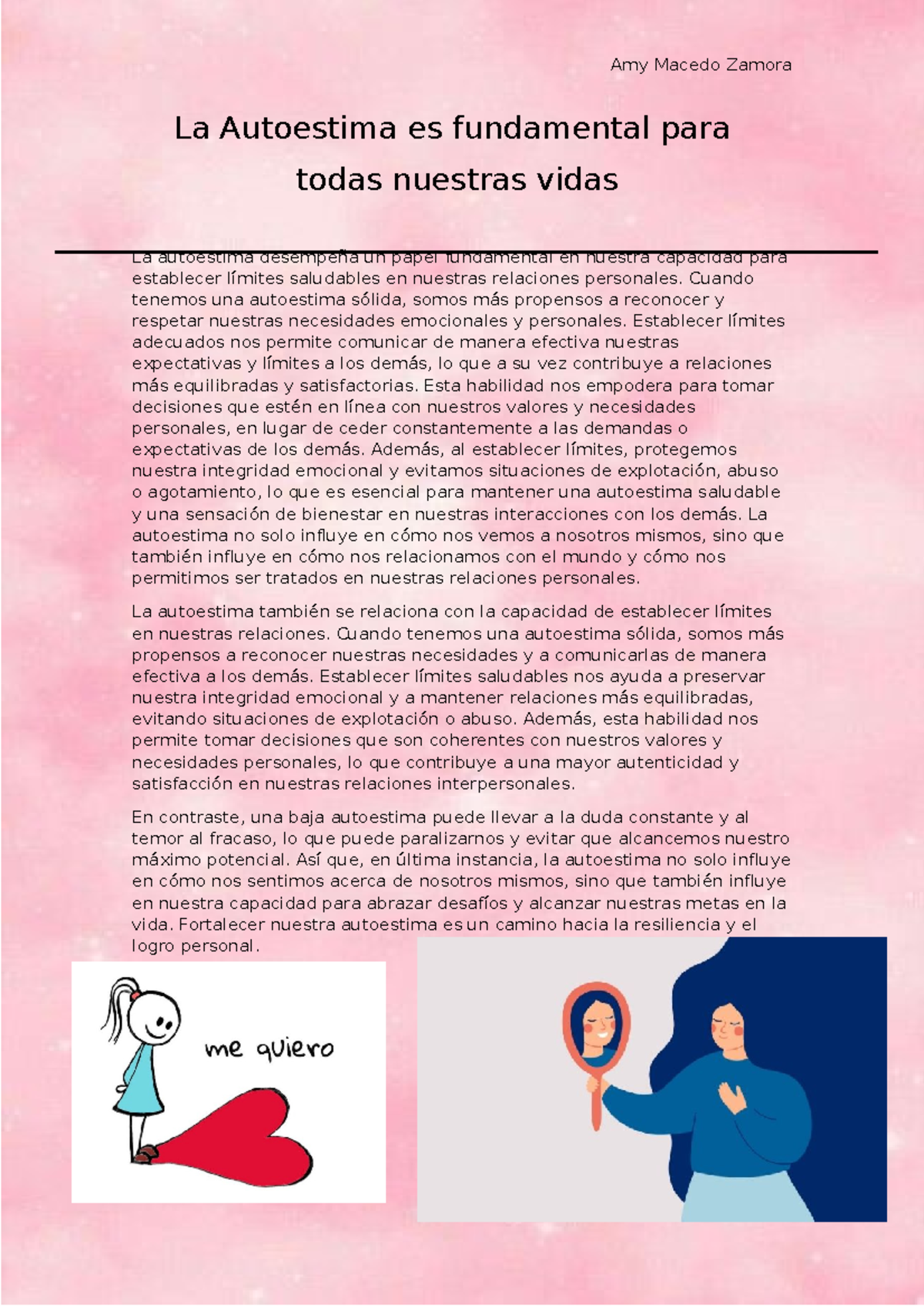 La Autoestima es fundamental para nuestras vidas - Amy Macedo Zamora La ...