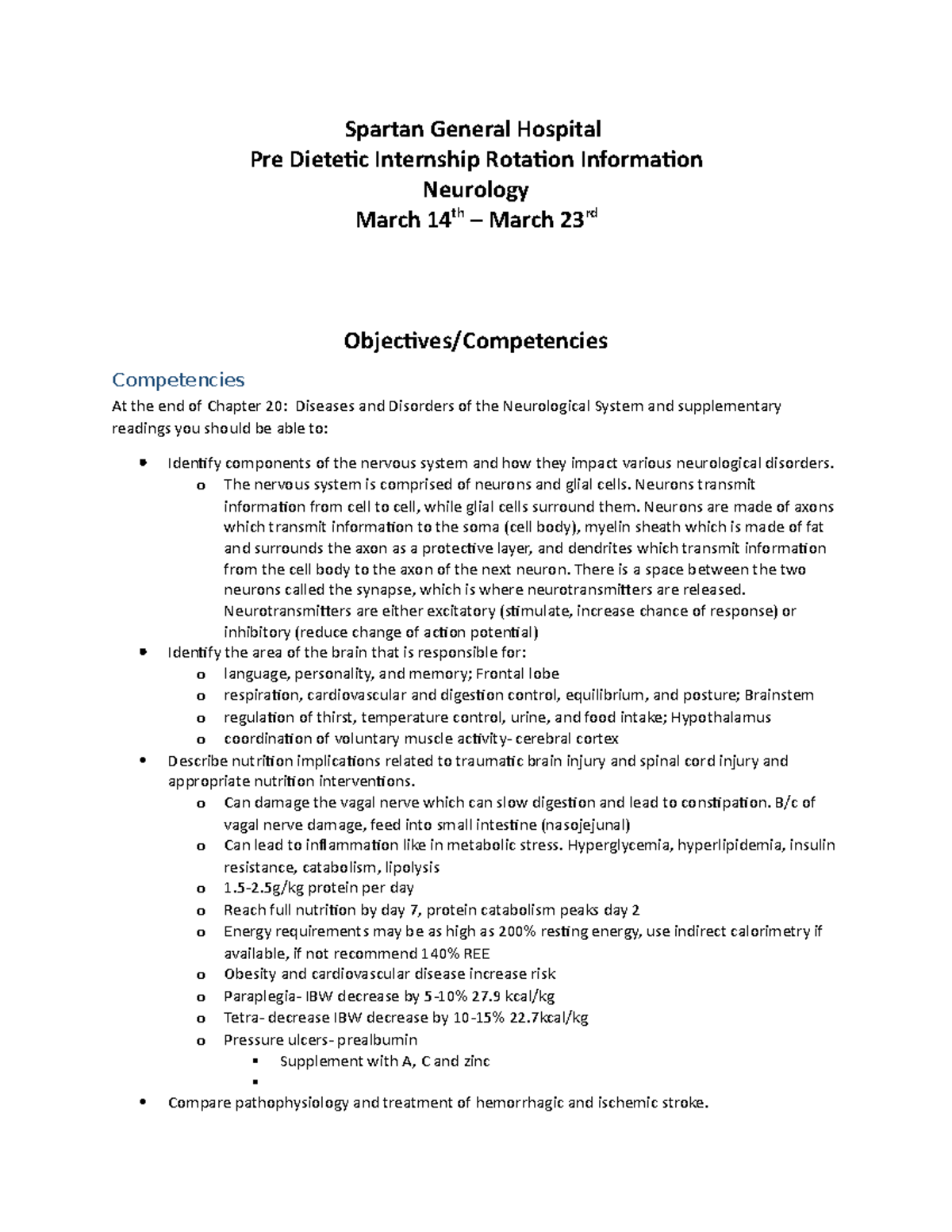 Neurology Rotation 2022 - Spartan General Hospital Pre Dietetic ...