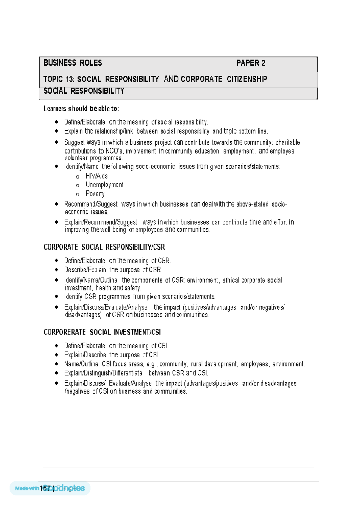 CSI CSR - Corporate Social Responsibility - BUSINESS ROLES PAPER 2 ...