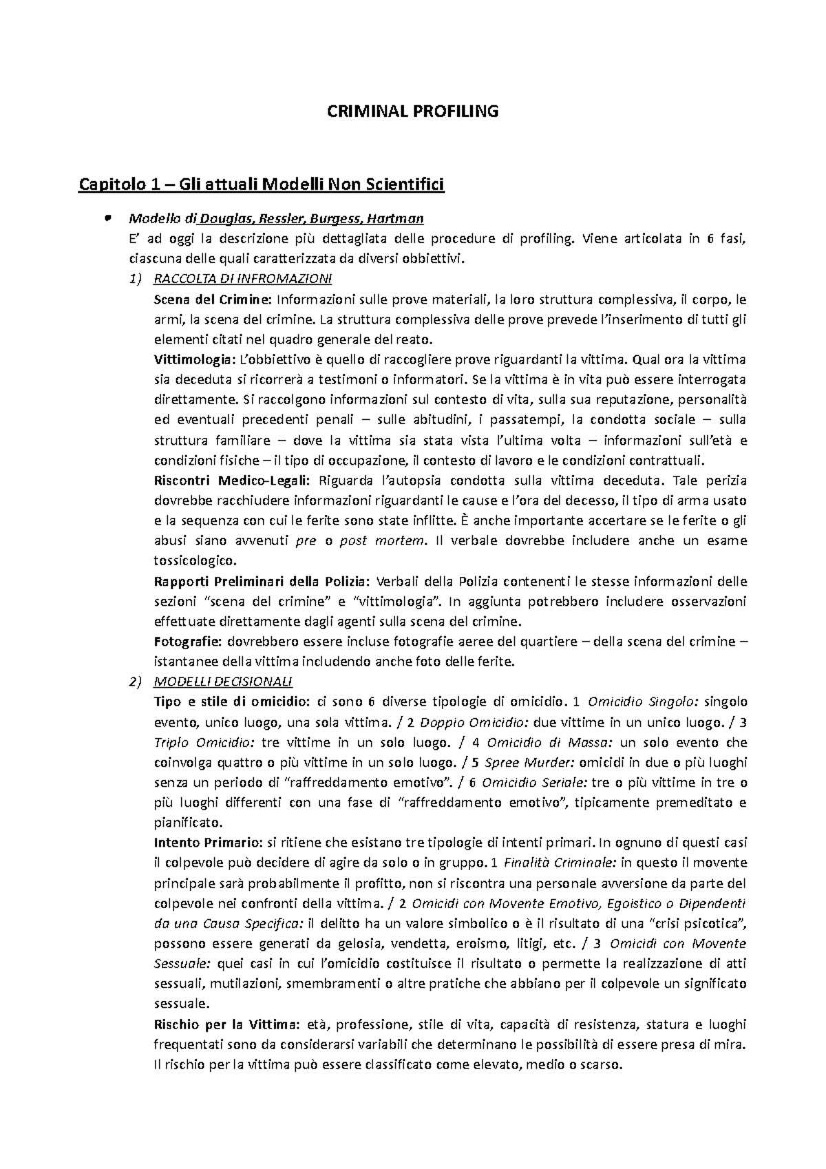 Criminal Profiling - Psicologia investigativa - LUMSA - Studocu