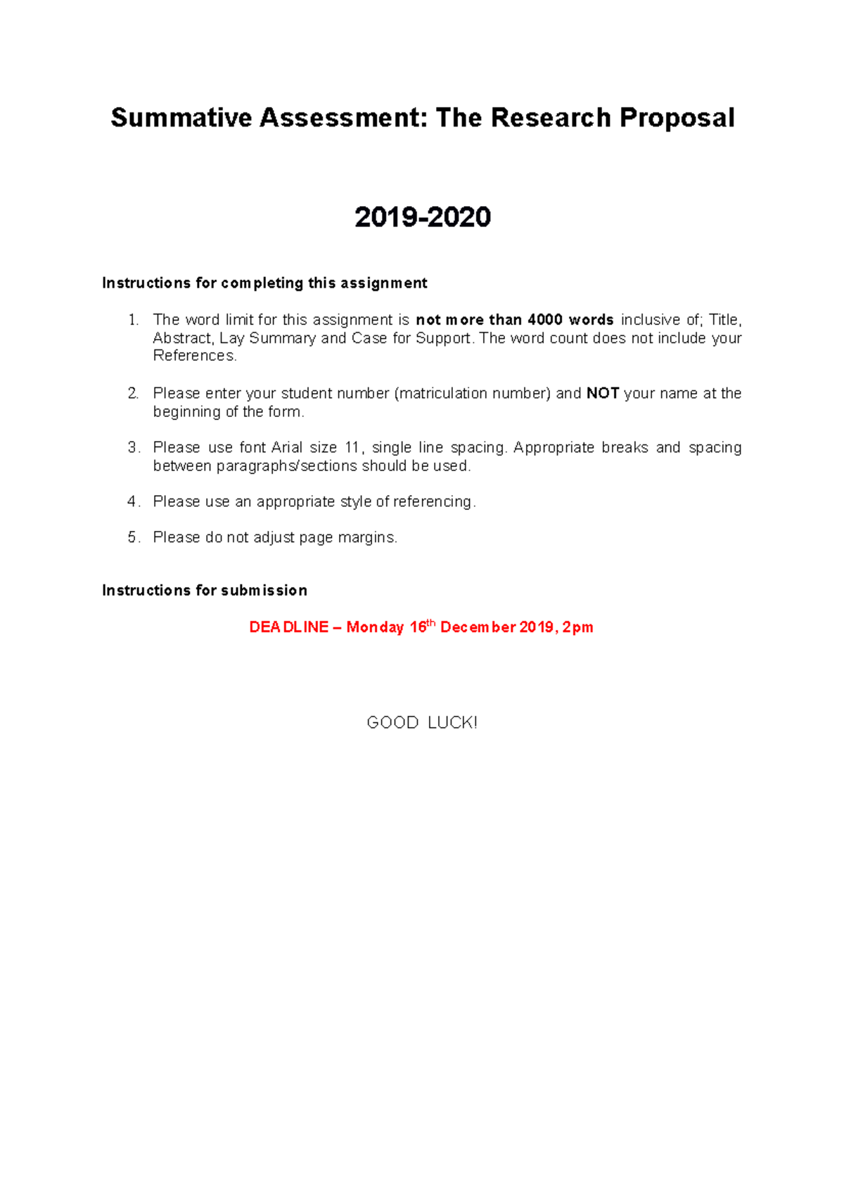 Proposal - Summative Assessment: The Research Proposal 2019 ...