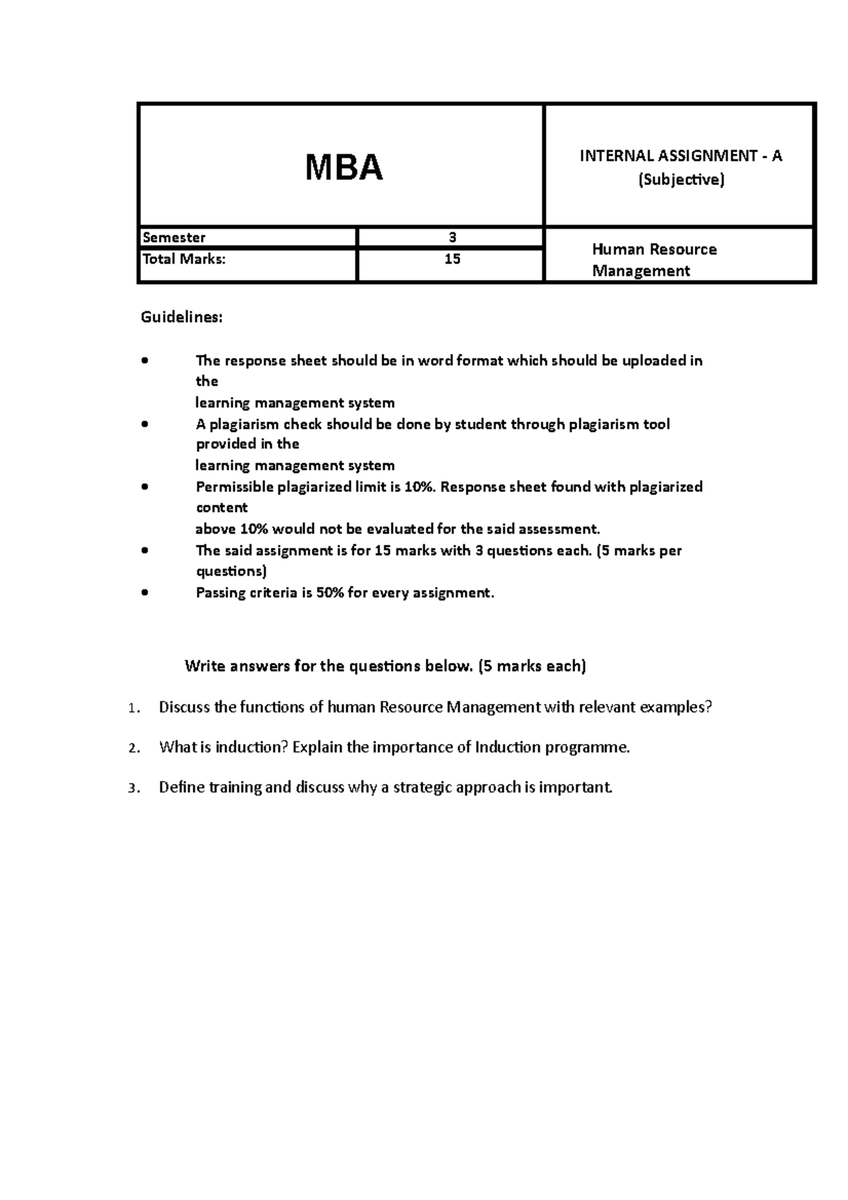Human resource periy sem3 assign a - MBA INTERNAL ASSIGNMENT - A ...