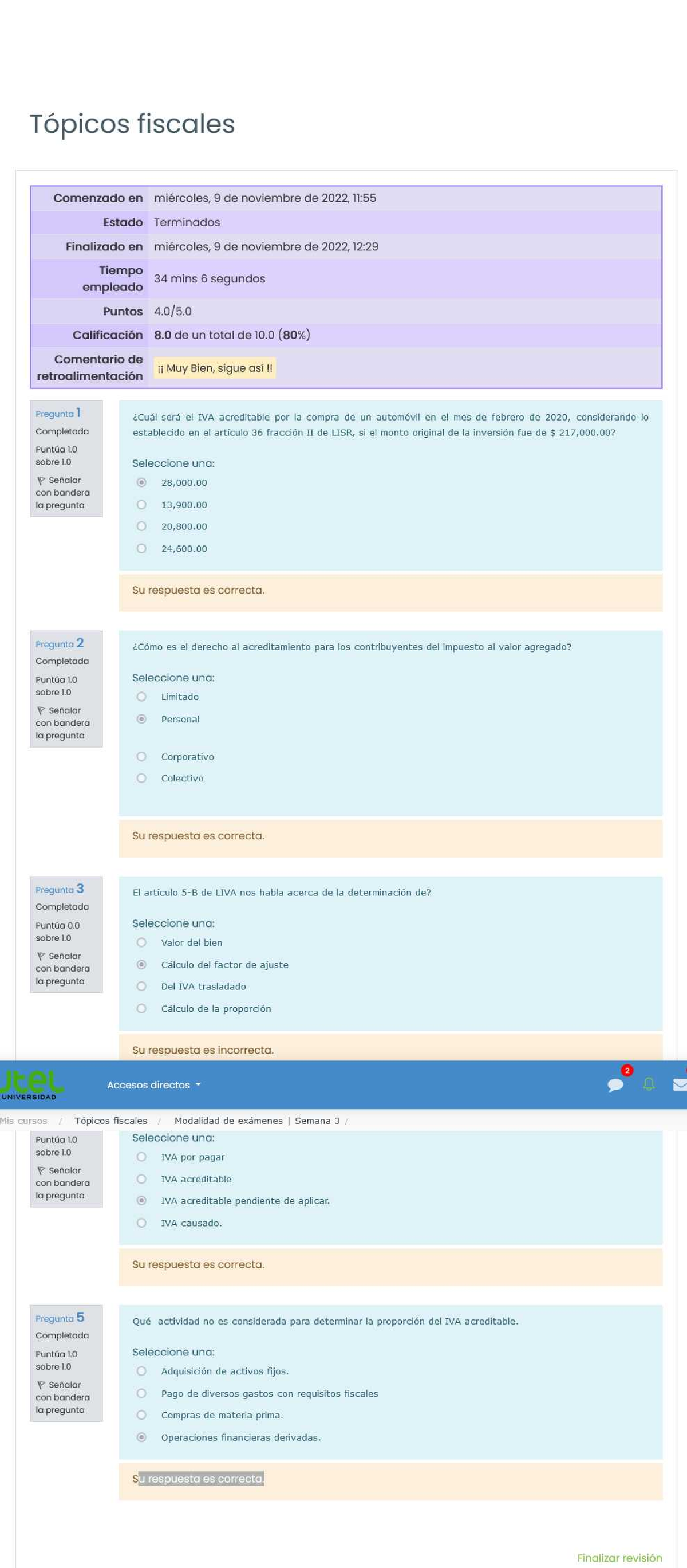 Modalidad de exámenes Semana 3 Revisión del intento - bases fiscales - Studocu