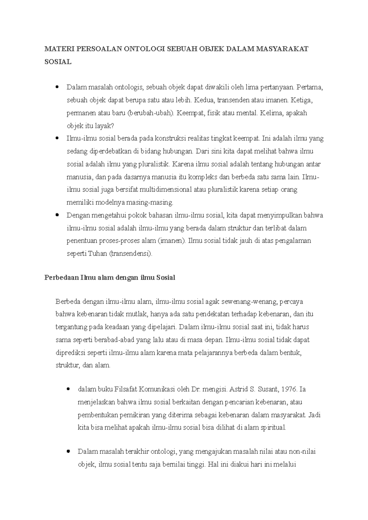 Materi Persoalan Ontologi Sebuah Objek Dalam Masyarakat Sosial - MATERI ...