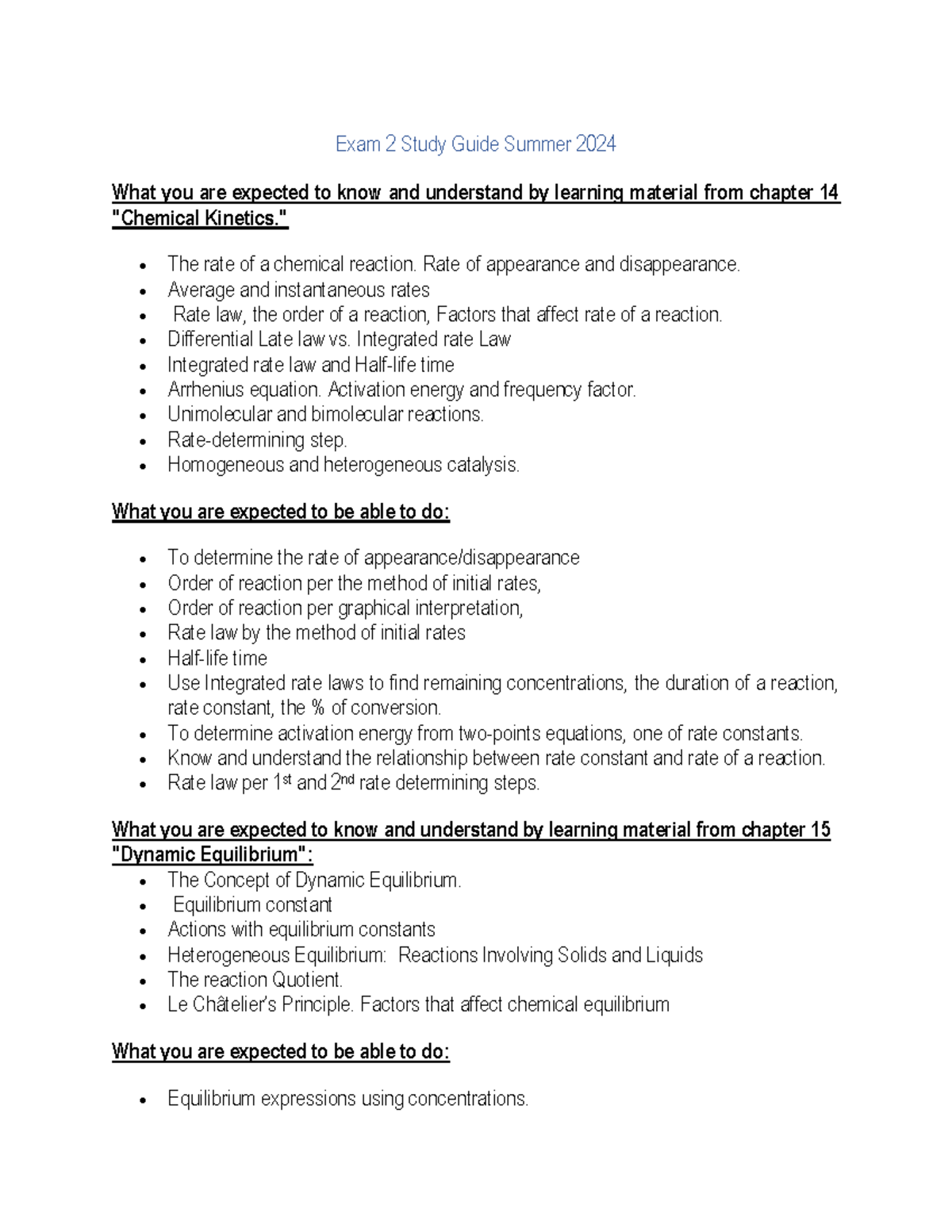 Exam 2 Study Guide Summer 2024 - Exam 2 Study Guide Summer 2024 What ...