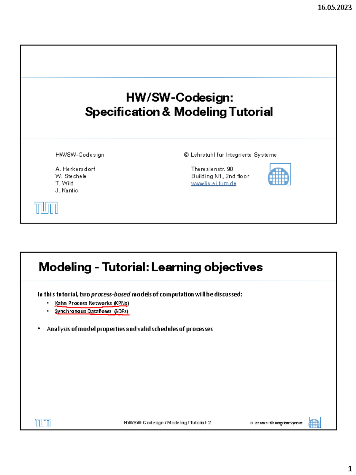Tutorial Modeling 03 Part 1 1 notes - © Lehrstuhl für Integrierte ...