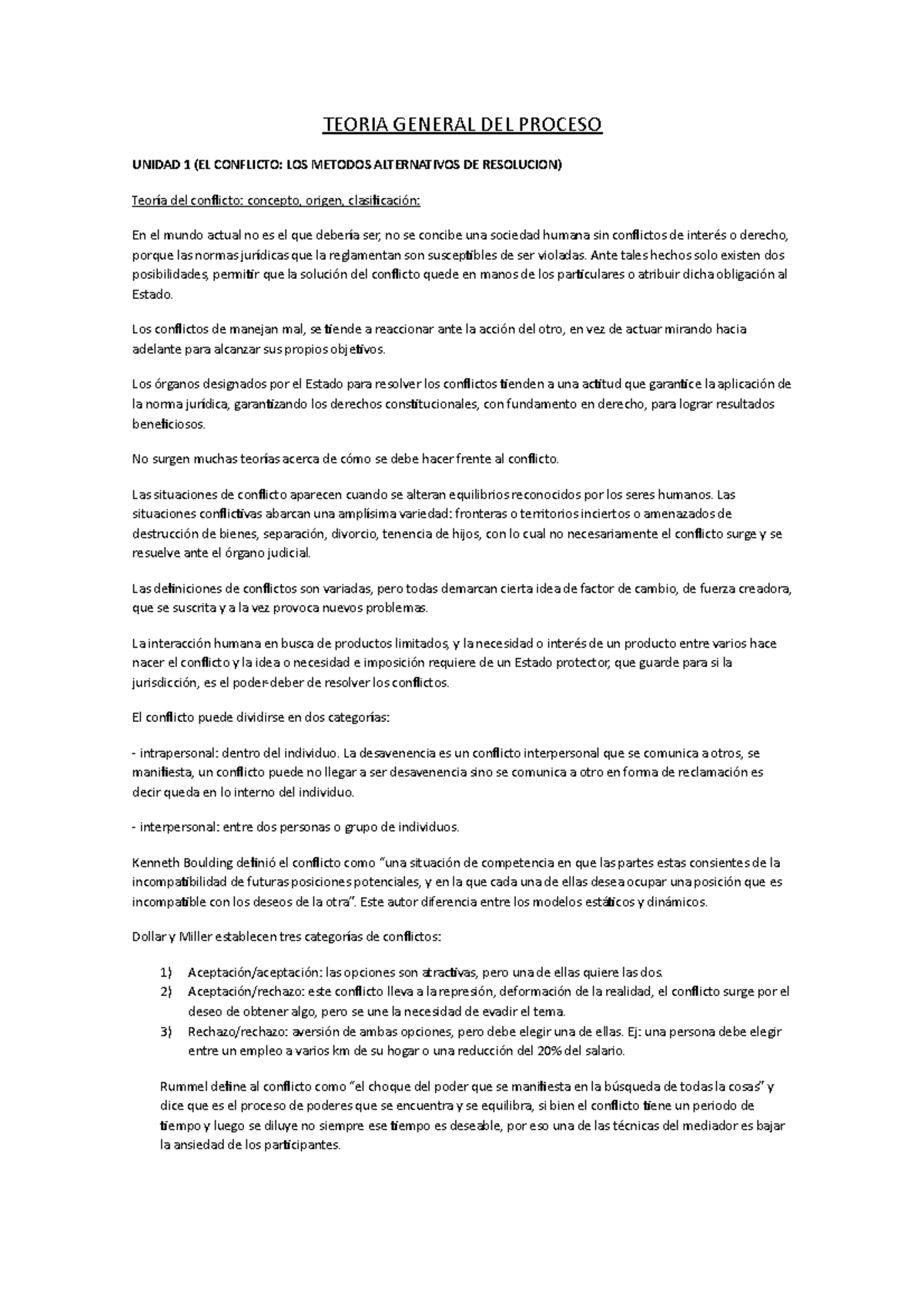 Teoria General DEL Proceso( resumen primer parcial) - TEORIA GENERAL DEL PROCESO UNIDAD 1 (EL ...