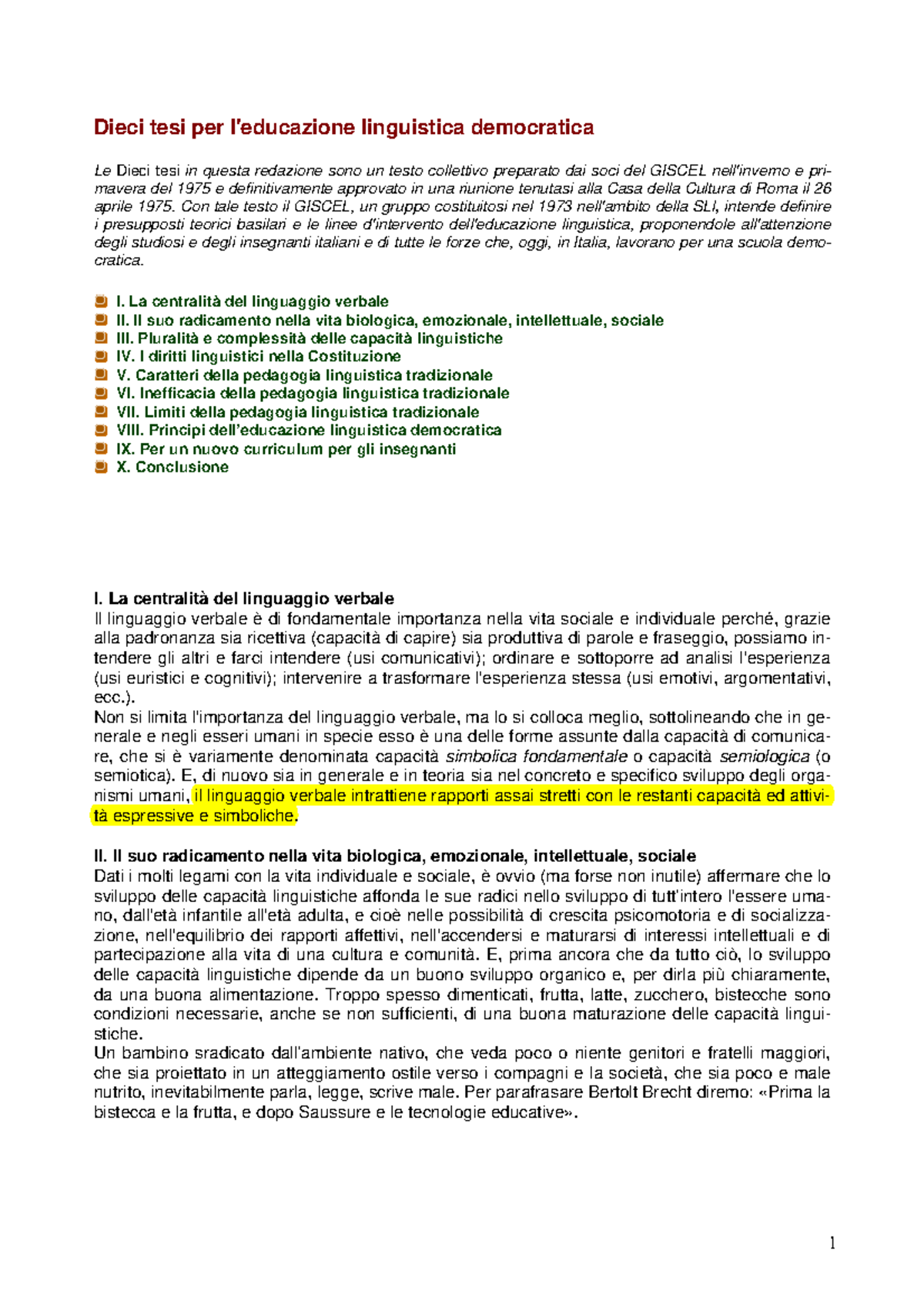 10 tesi didattica - Riassunto 10 tesi giscel - Dieci tesi per l ...