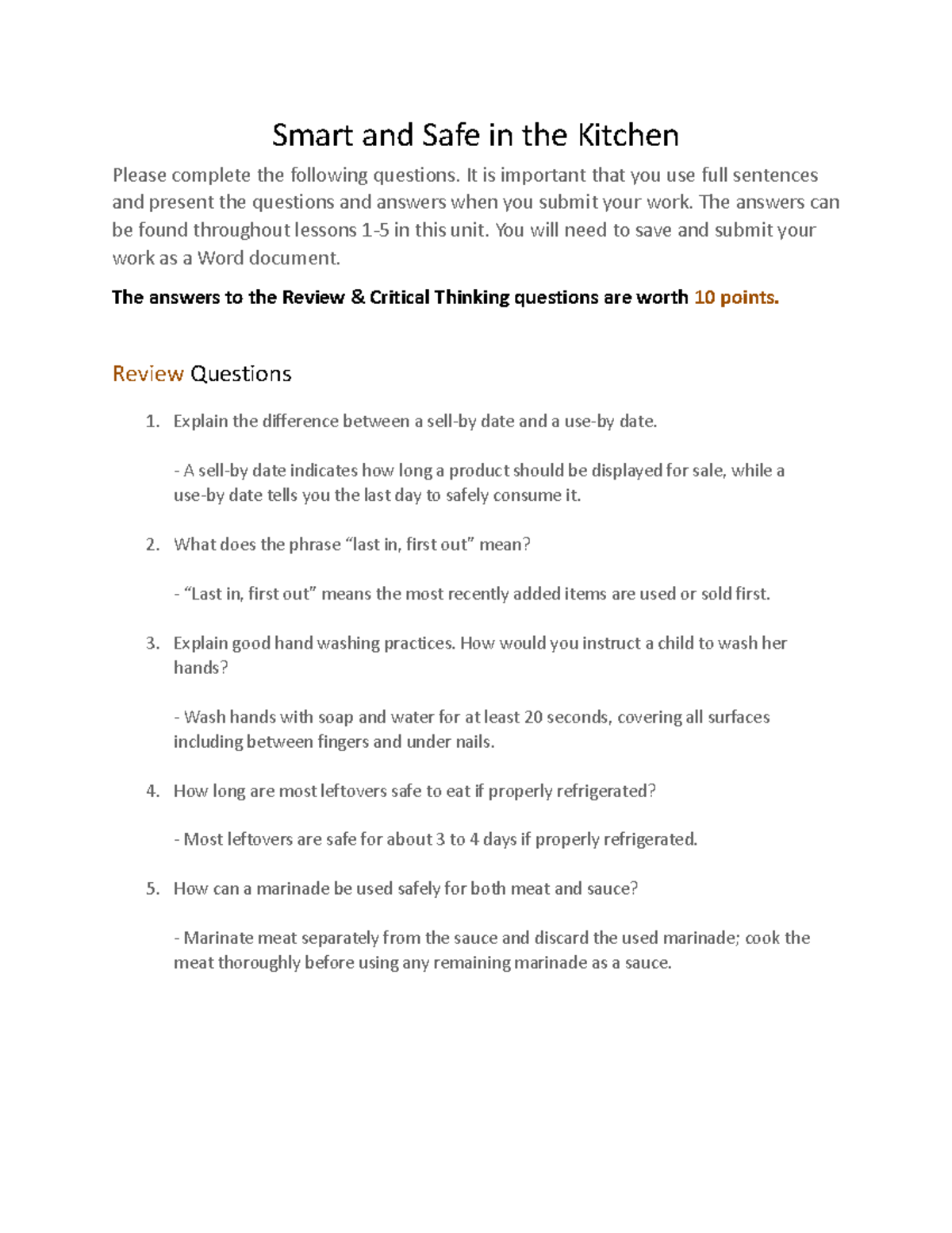 A5.05.1 Smart and Safe in the Kitchen Assignment.docx - Smart and Safe ...