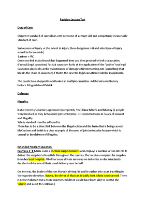 Lecture 1 - Introduction to the law of tort - Lecture 1: What is Tort ...