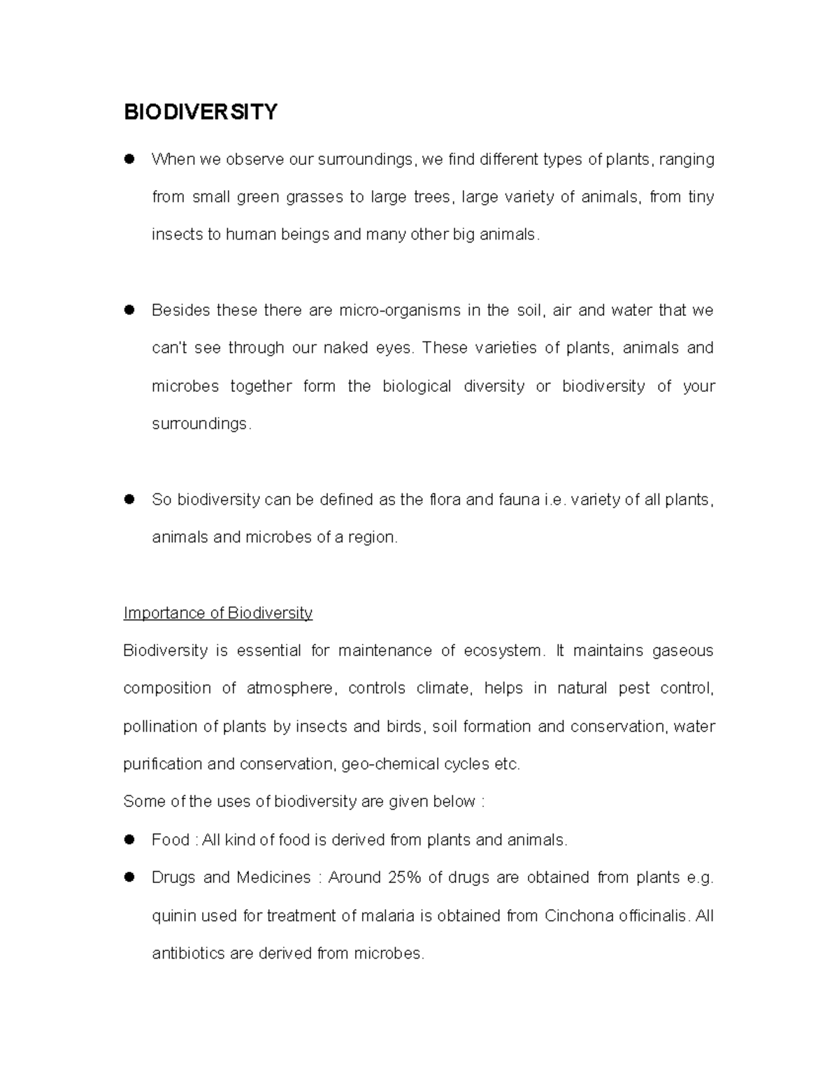 Biodiversity - BIODIVERSITY When we observe our surroundings, we find ...