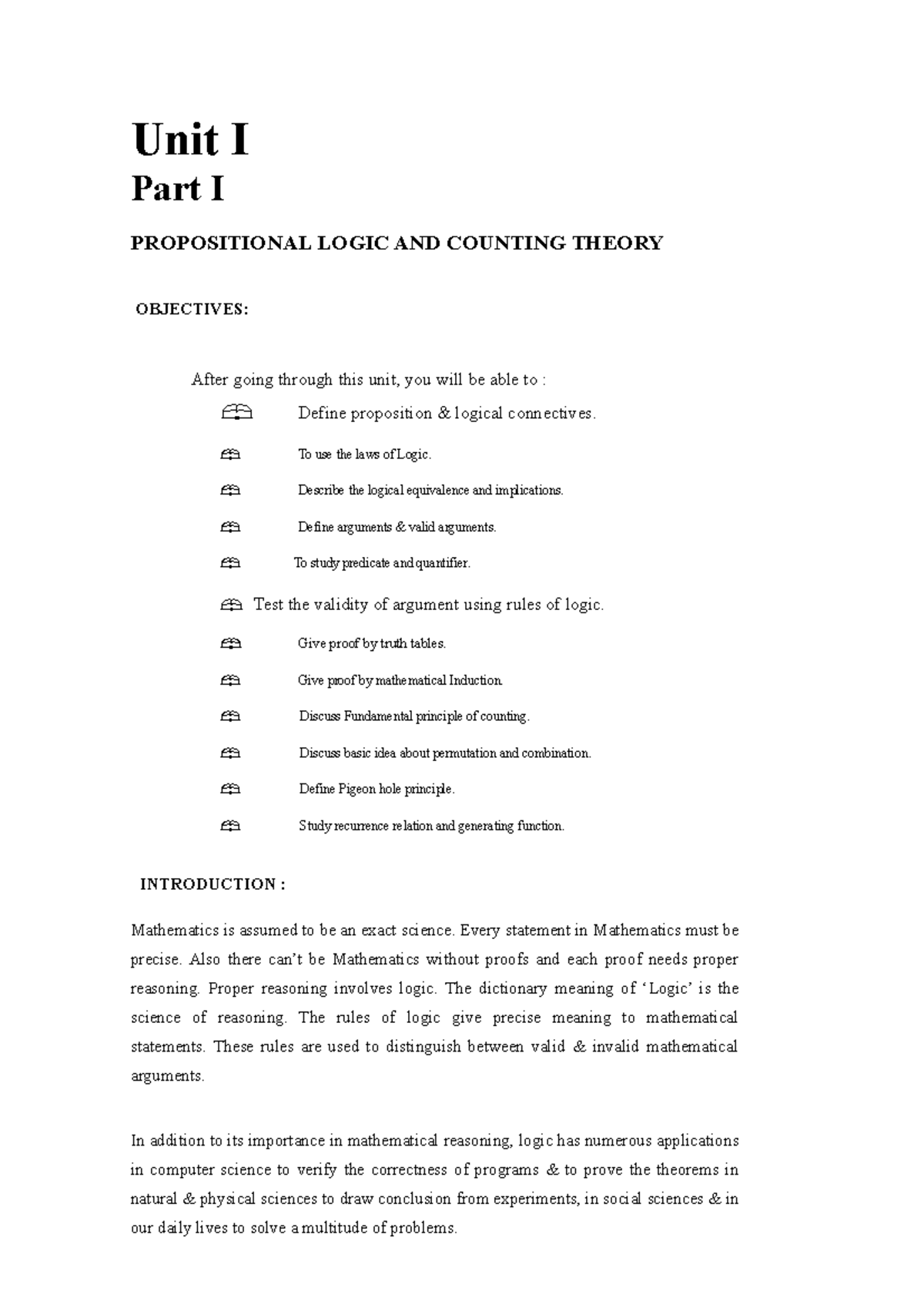 Unit I Discrete Maths Part I Propositional Logic And Counting Theory