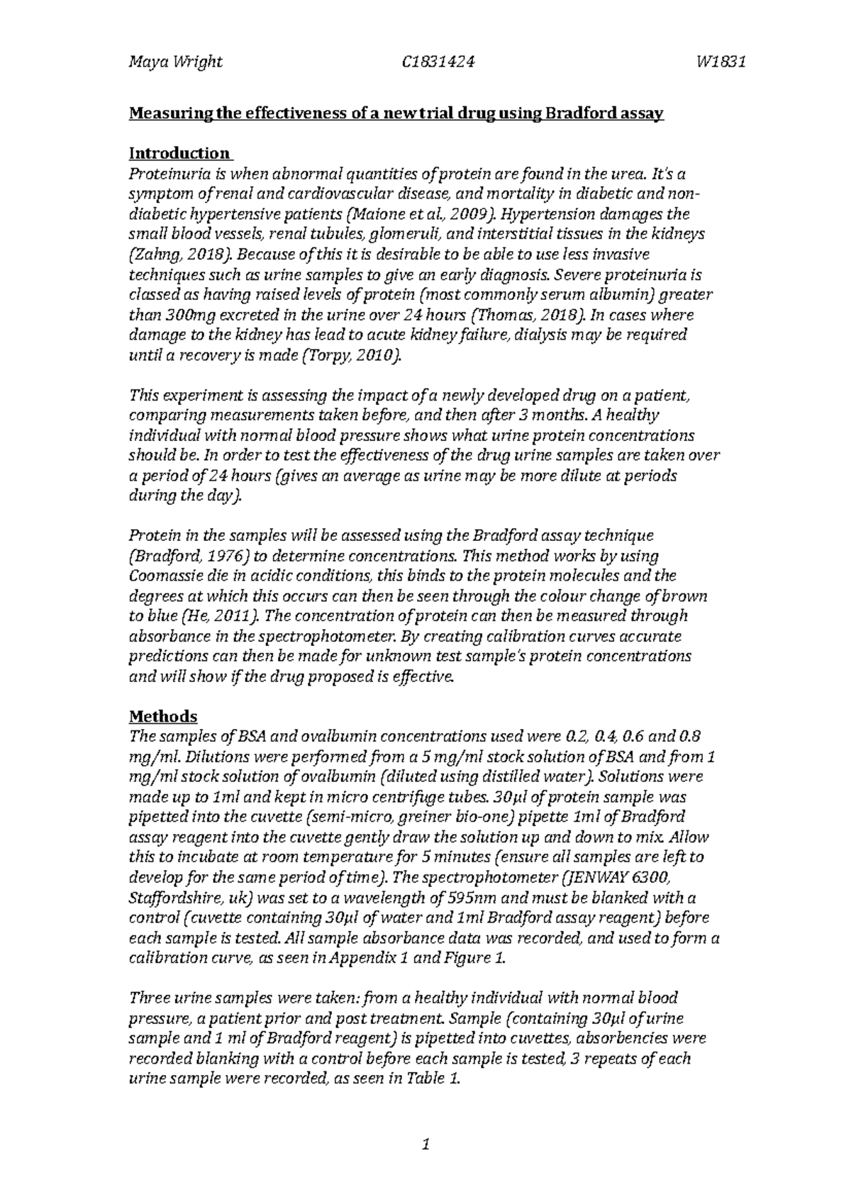 Protein Assay - Lecture notes 3 - 6H4Z1004 - MMU - Studocu