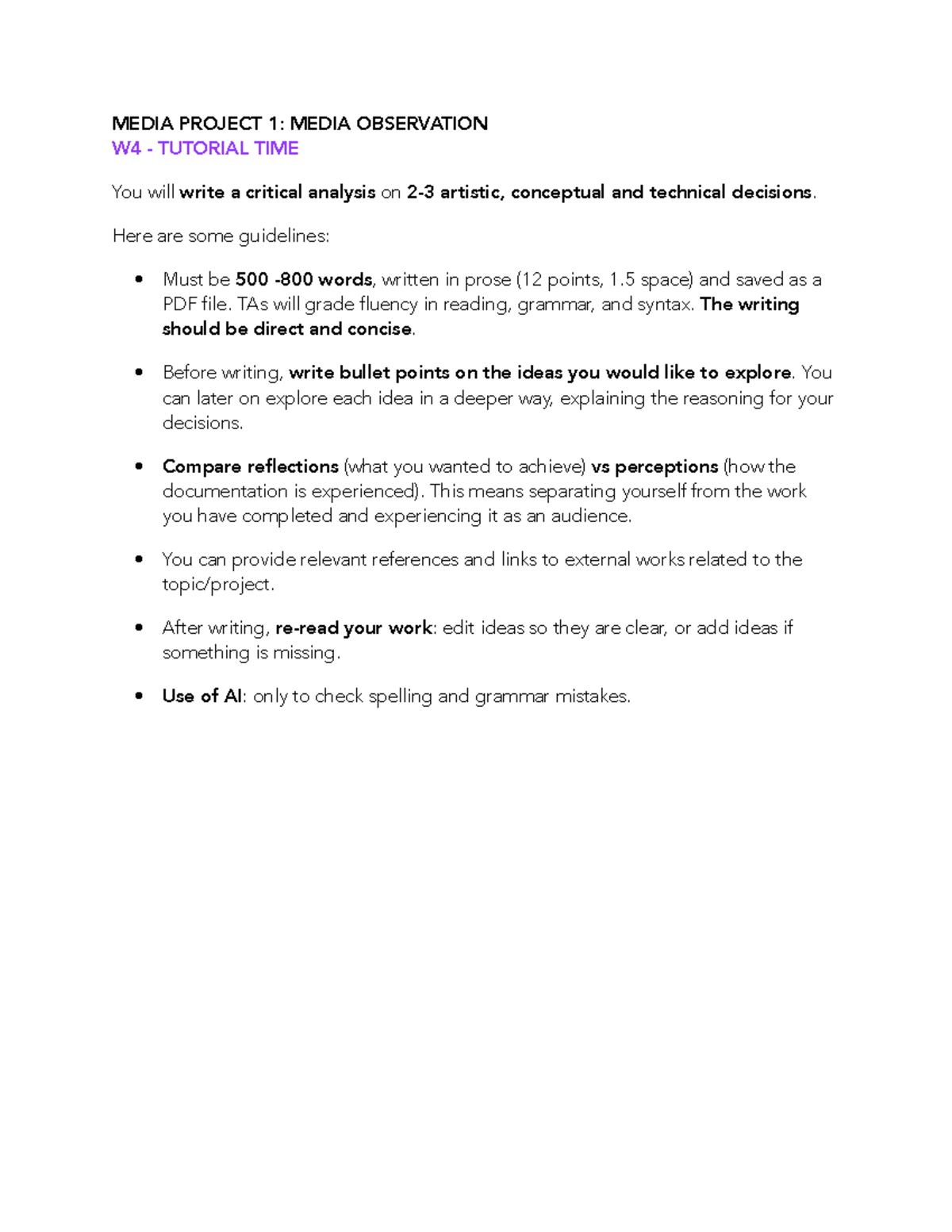 1A03 W4 Tutorial-Project 1 - MEDIA PROJECT 1: MEDIA OBSERVATION W4 ...
