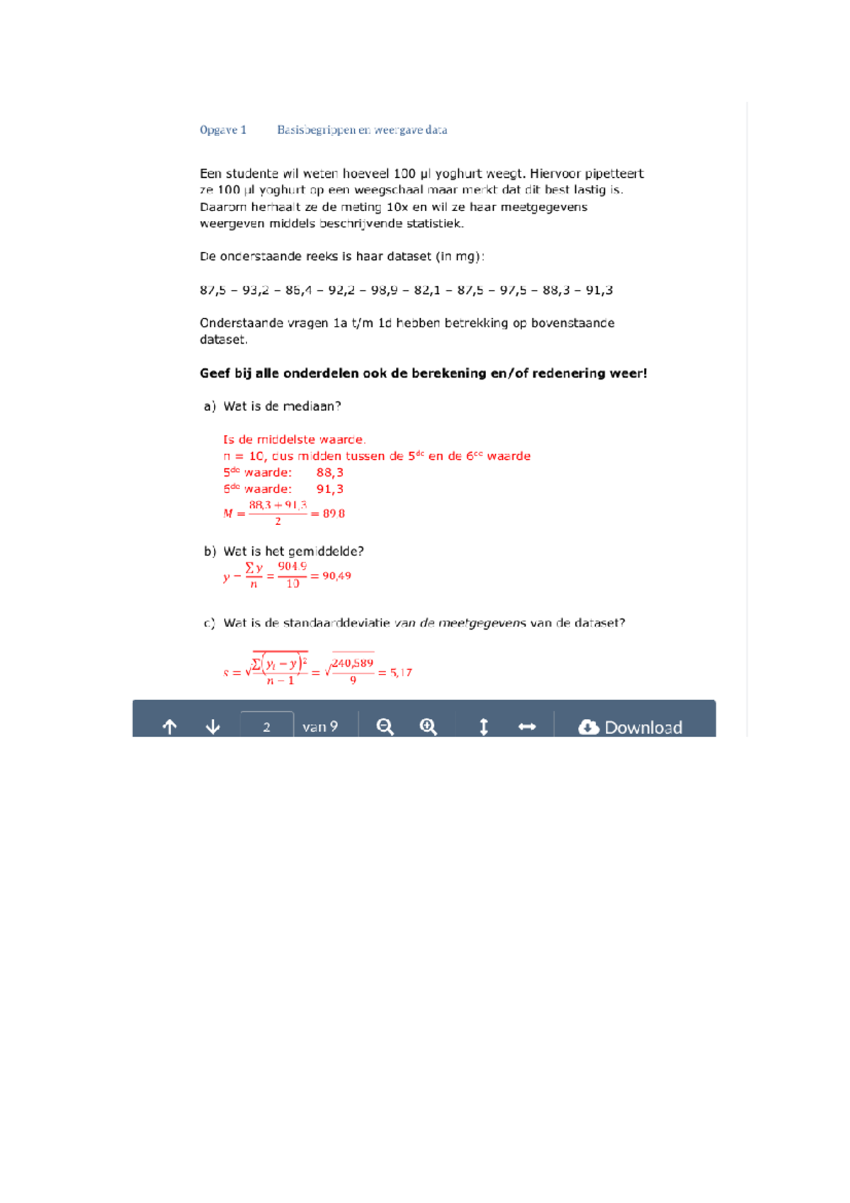 BCT en STA oefentoets - samenvatting voor bct en sta moet je weten - Biochemie Theorie - Studeersnel