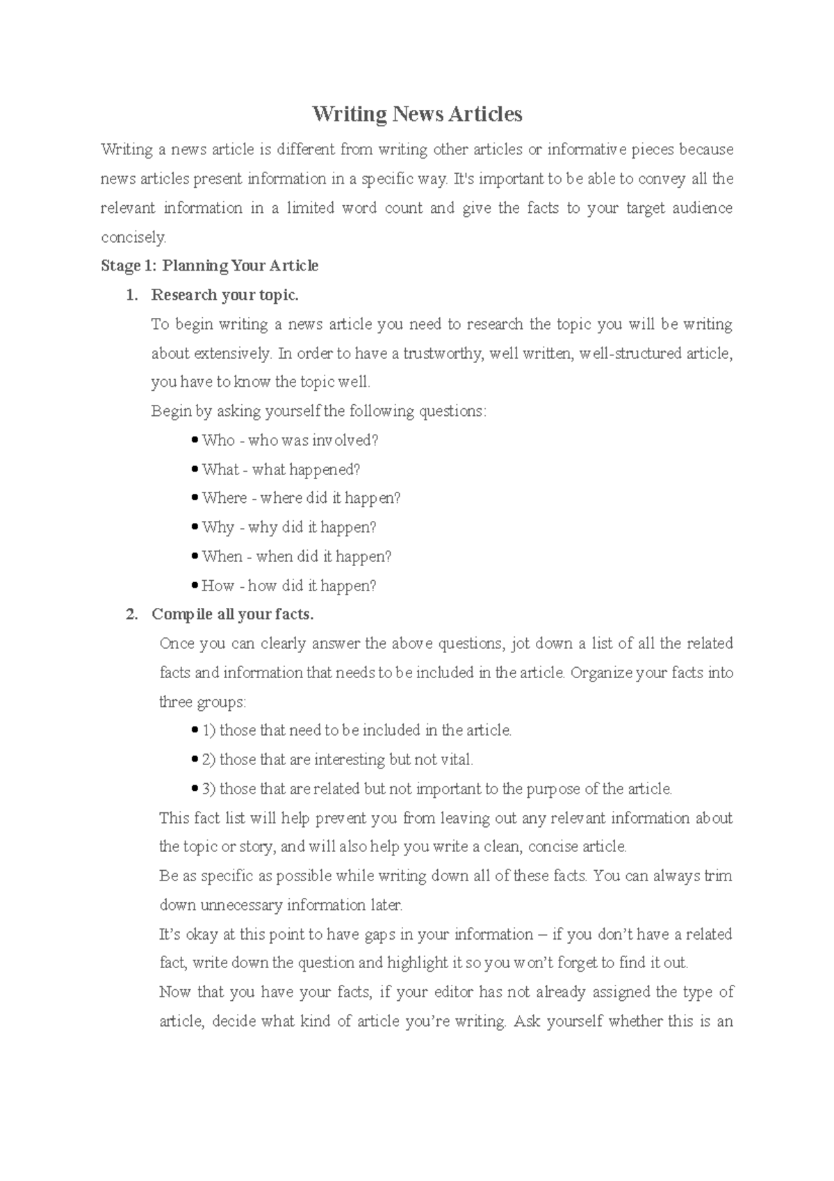 Writing news articles - ENGLISH GRAMMER - Writing News Articles Writing ...