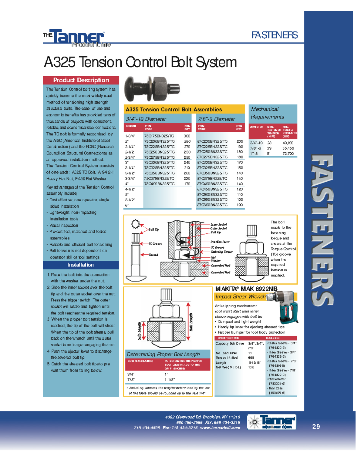 A325 Tension Control Bolts - THE FASTENERS Product L ineProduct L ine ...
