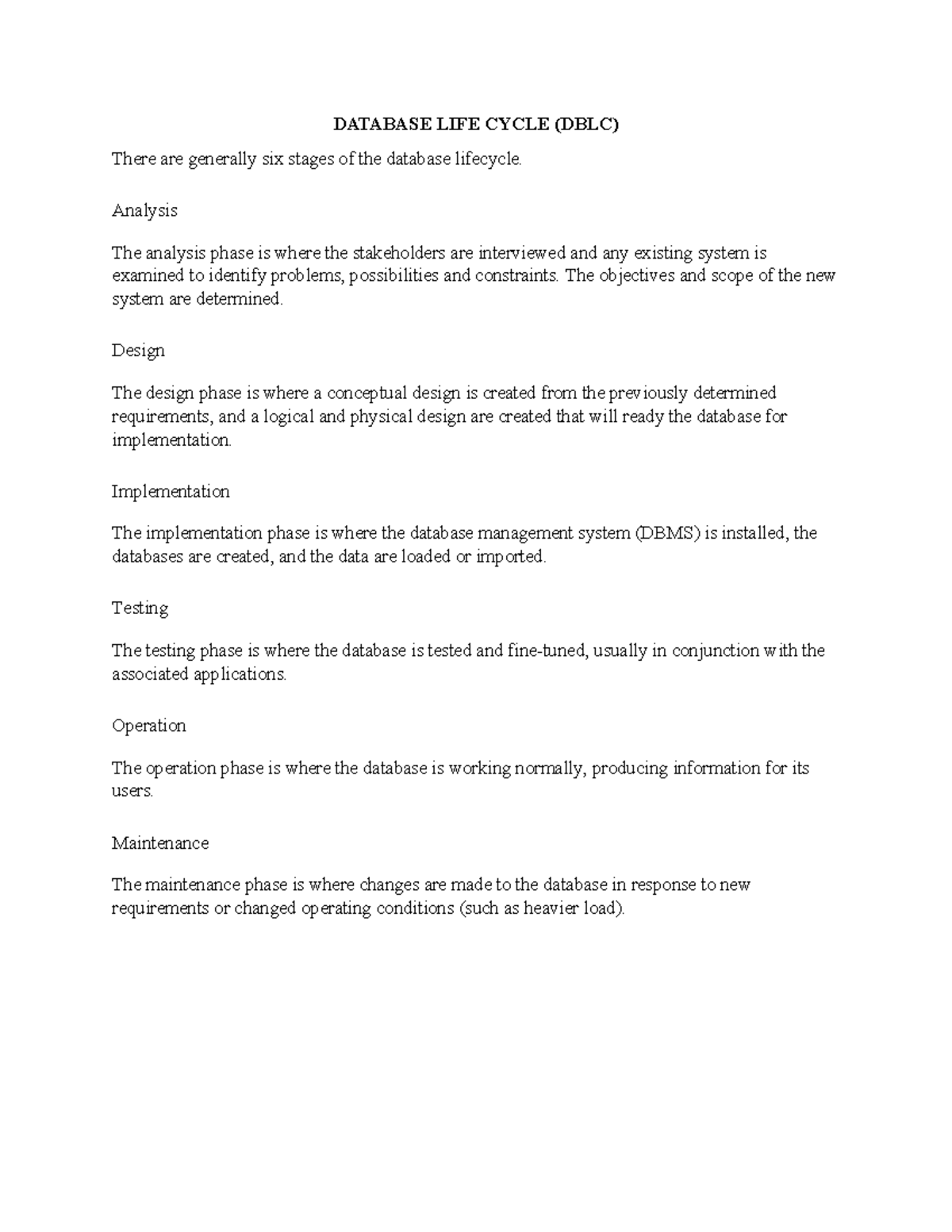 3.0 Principles and Techniques of Database Design (DBLC) - DATABASE LIFE ...